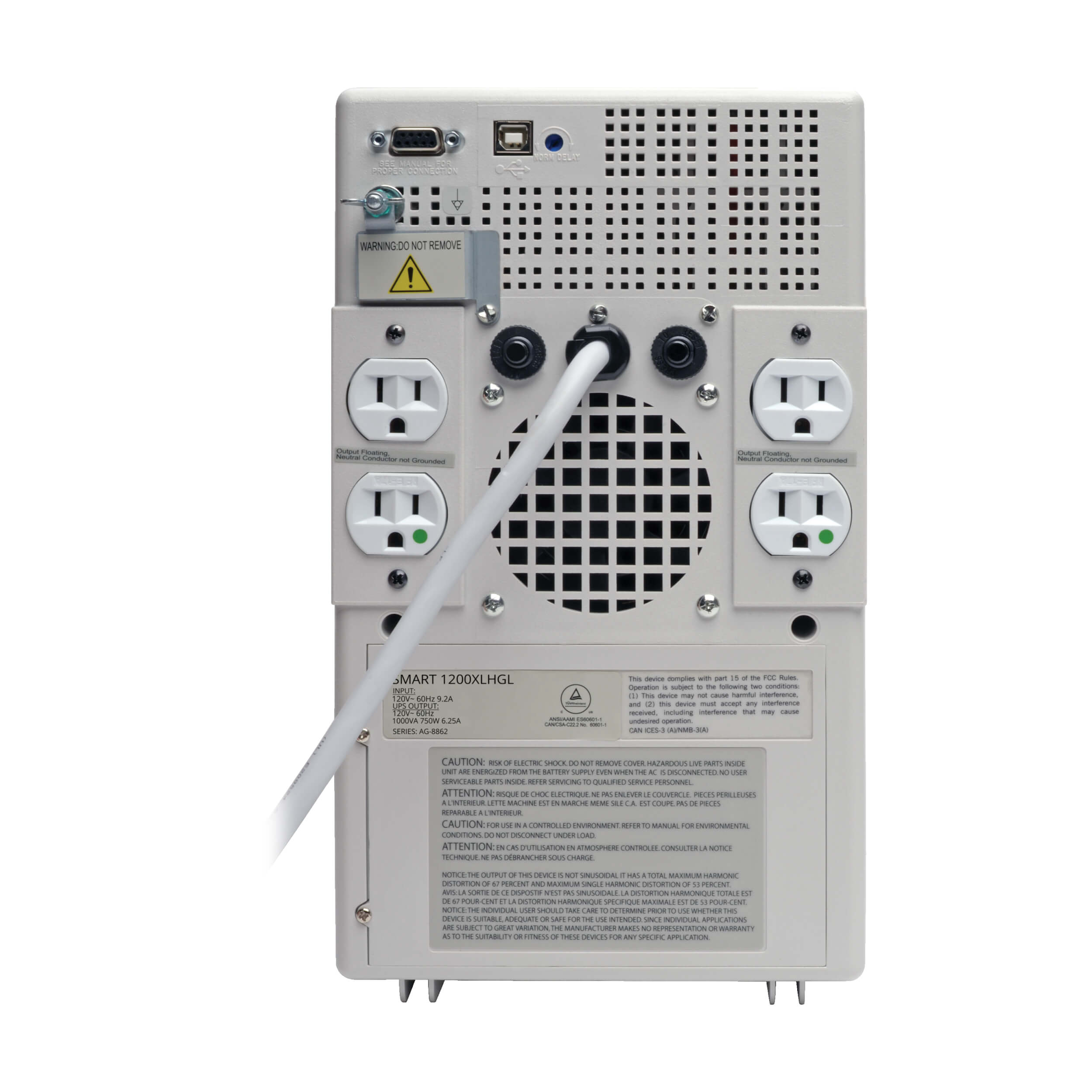 120V 1kVA 750W Medical Line-Interactive Tower UPS with 4 Outlets ...