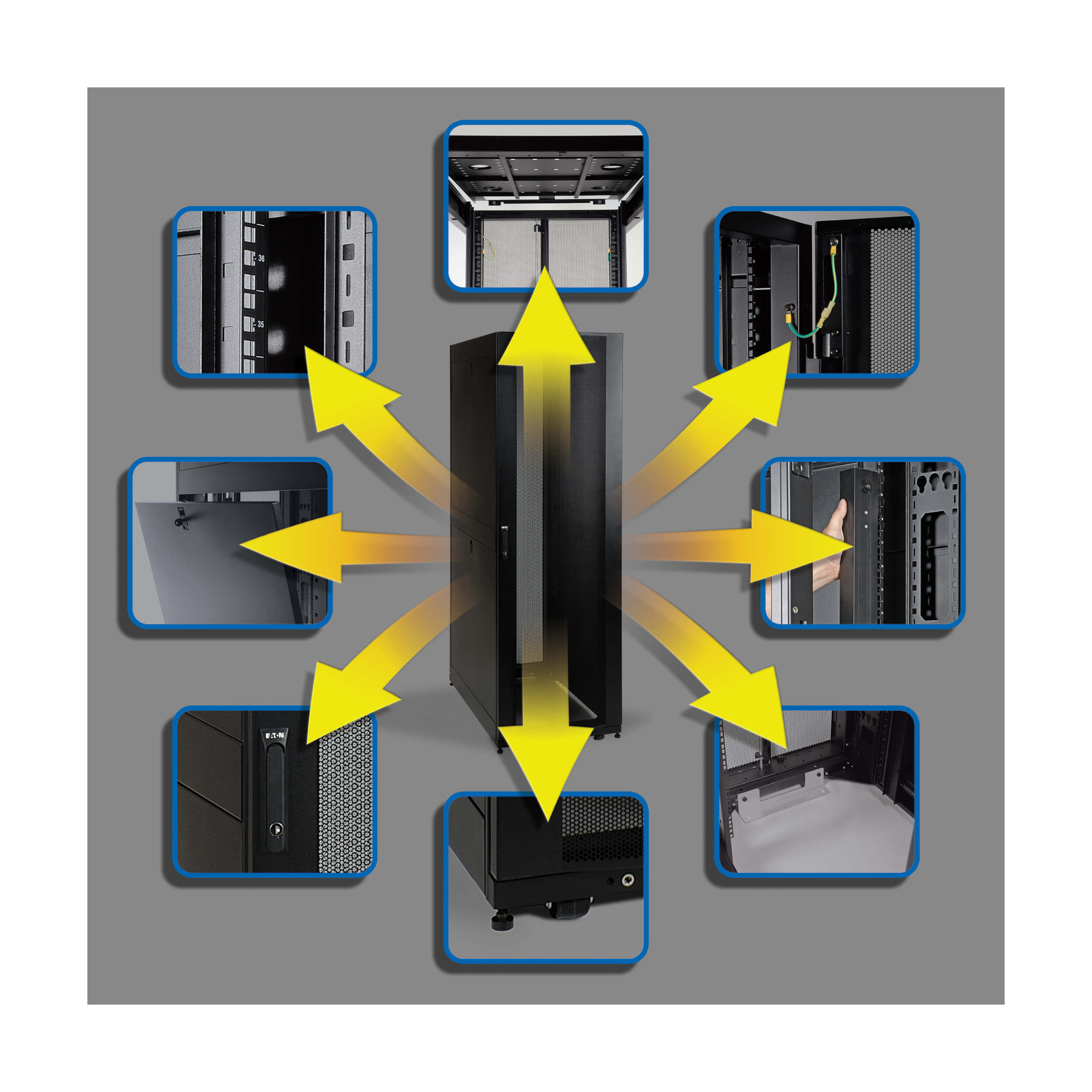 42U Server Rack Cabinet, Locking Front/Rear Doors, Excellent Airflow ...