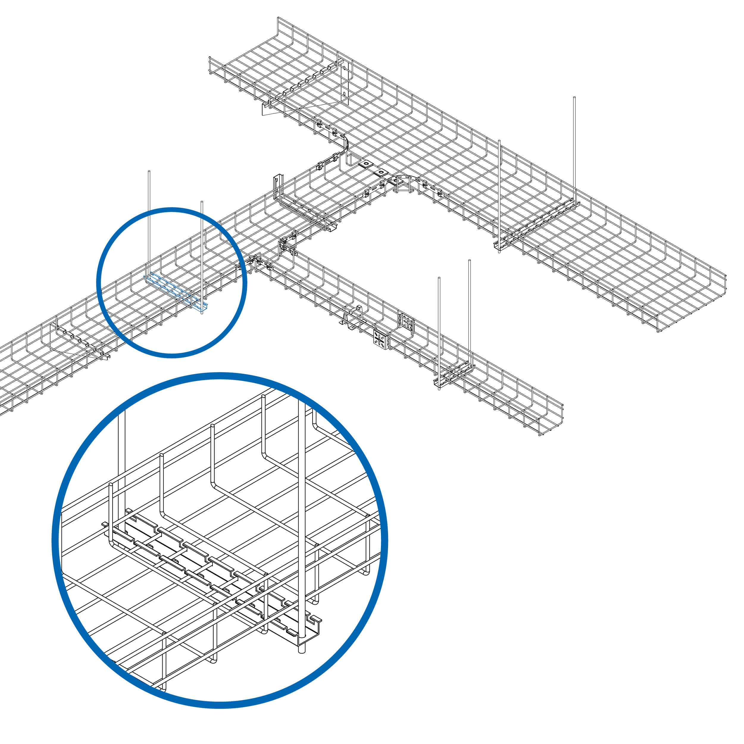 Trapeze Hanging Cross-Bracket for Wire Mesh Cable Trays, 300 mm (12 in ...