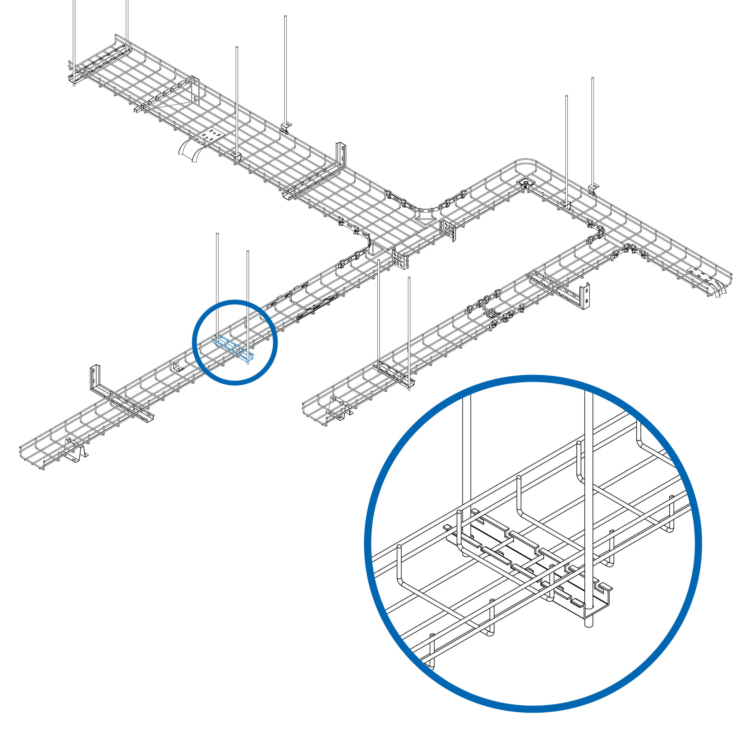 Trapeze Hanging Cross-Bracket for Wire Mesh Cable Trays, 150 mm (6 in ...