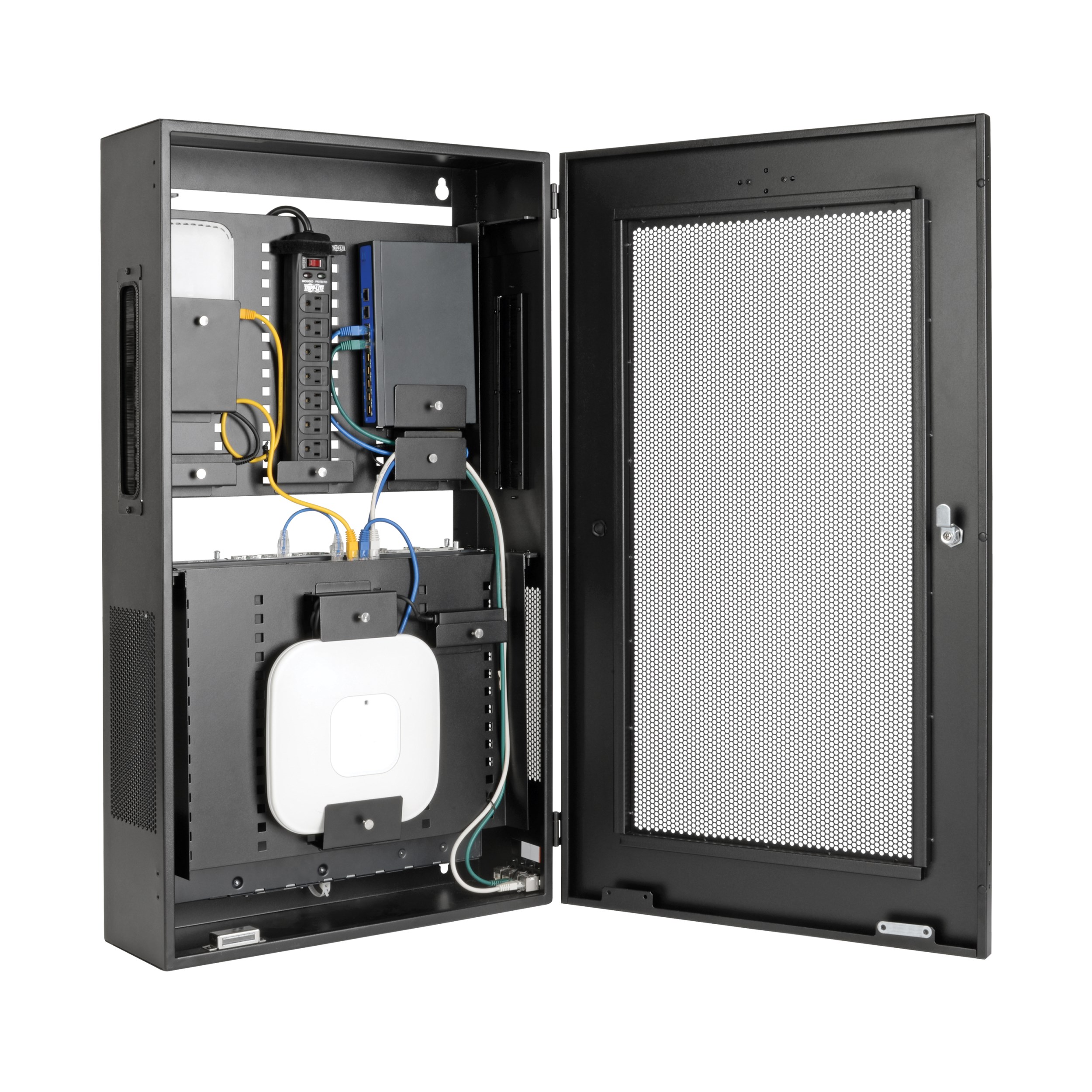 Low-Profile Wall Mount Structured Wiring Enclosure, 3U, Switch-Depth ...