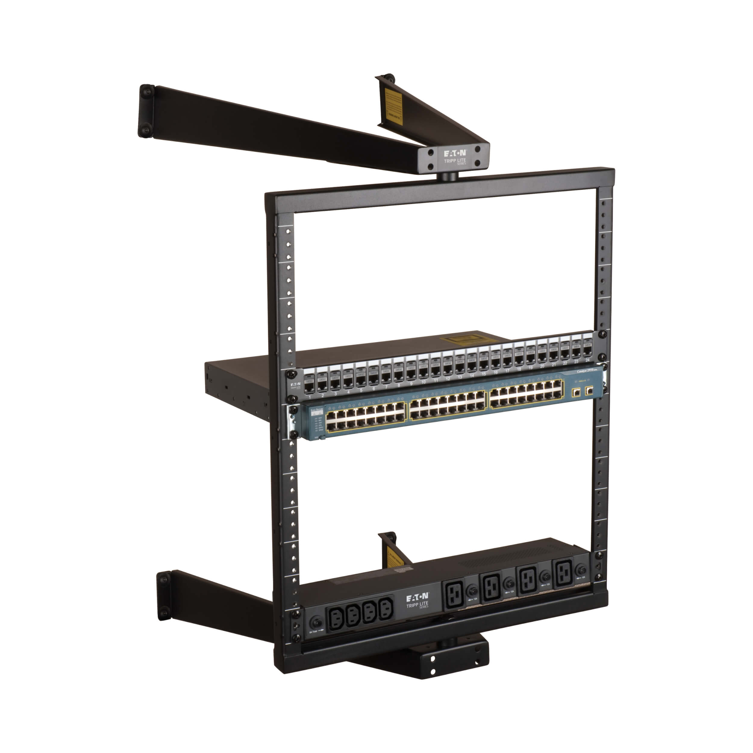 12U 2-Post Open Frame Server Rack, Switch-Depth, Wall-Mount | Eaton