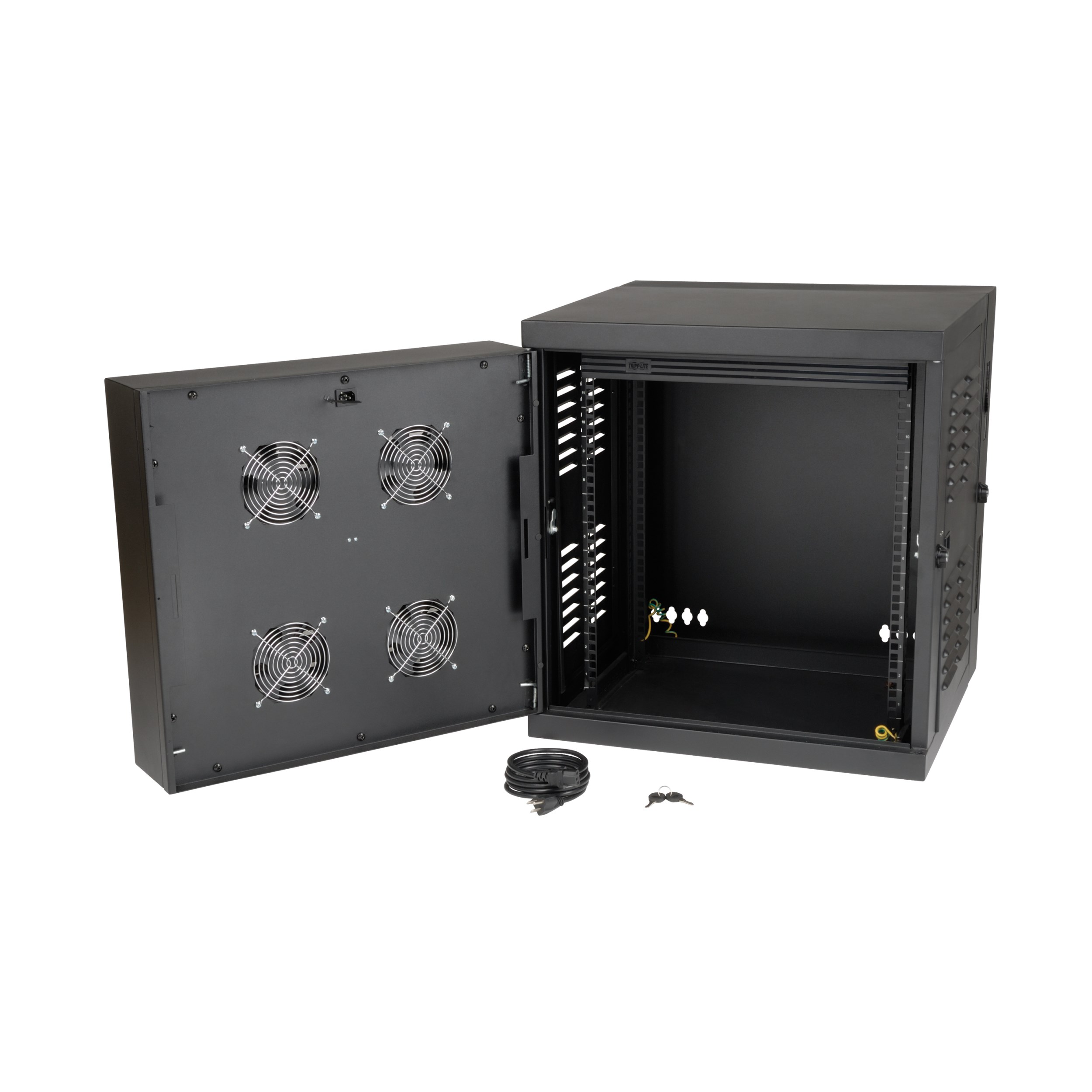 12U Wall Mount Rack, Switch Depth, Built-in Fans, 230V | Eaton