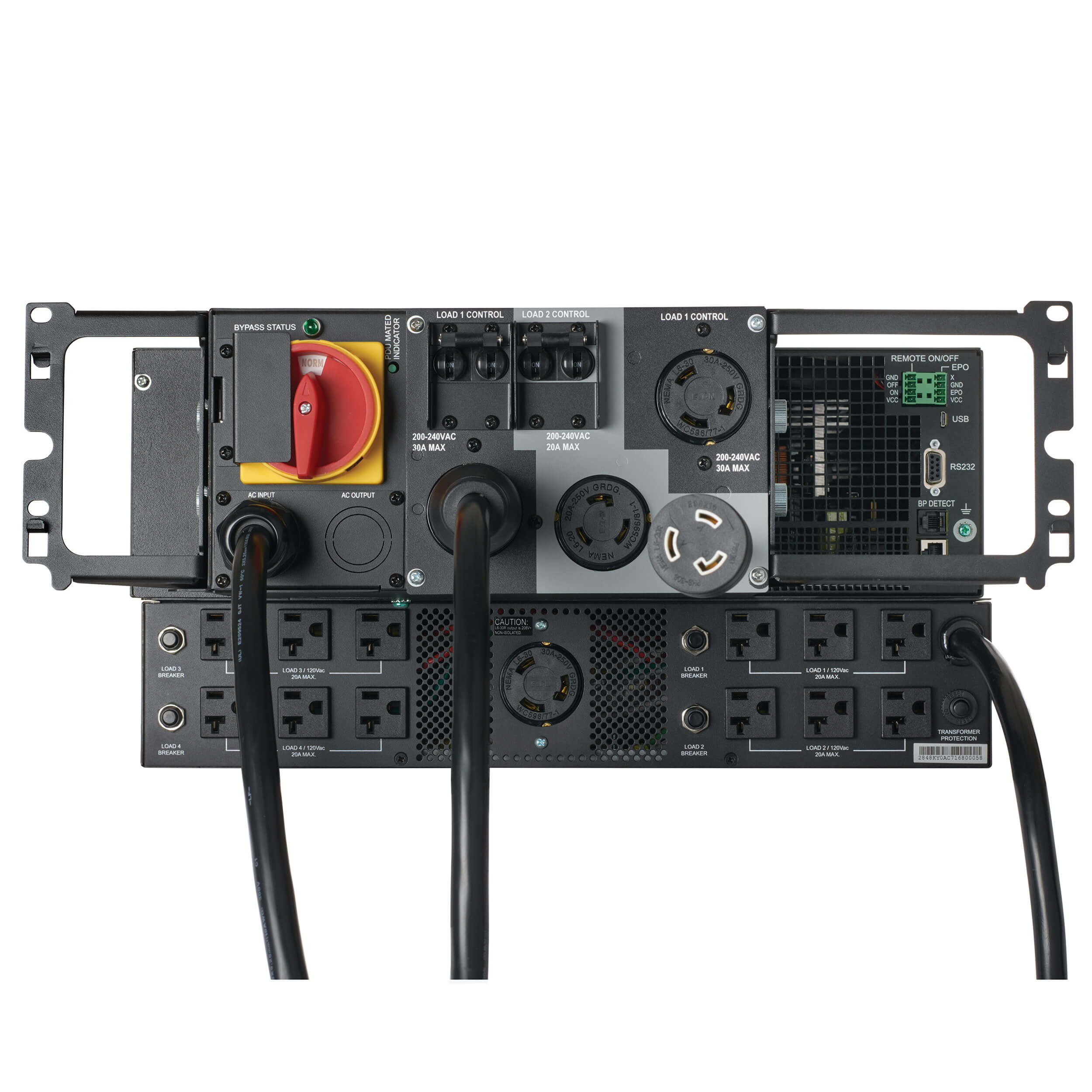 On-Line UPS System, 208V 5000VA 5000W, Bypass PDU/Transformer, 5U | Eaton