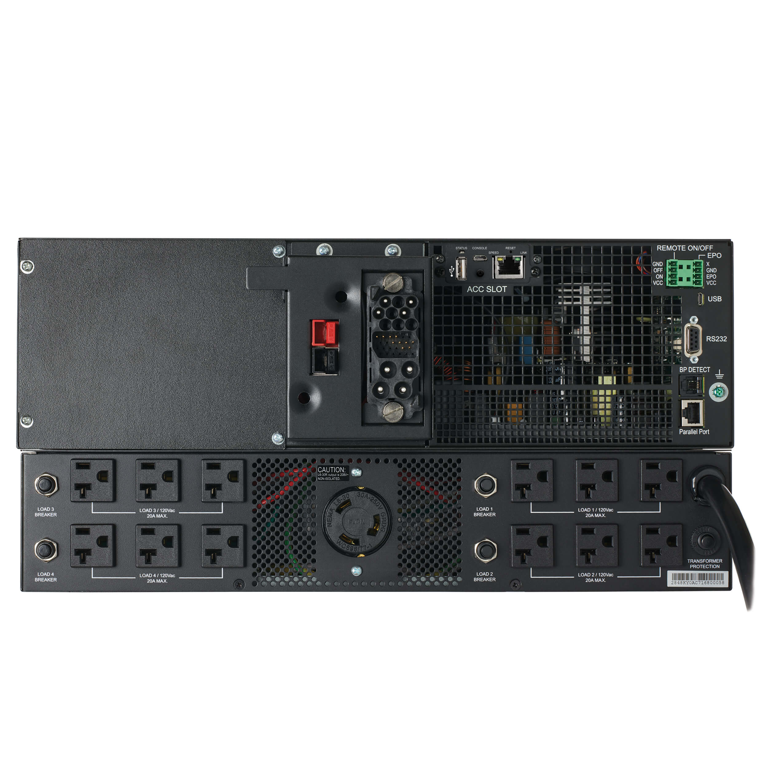 On-Line UPS System, 208V 5000VA 5000W, Bypass PDU/Transformer, 5U | Eaton