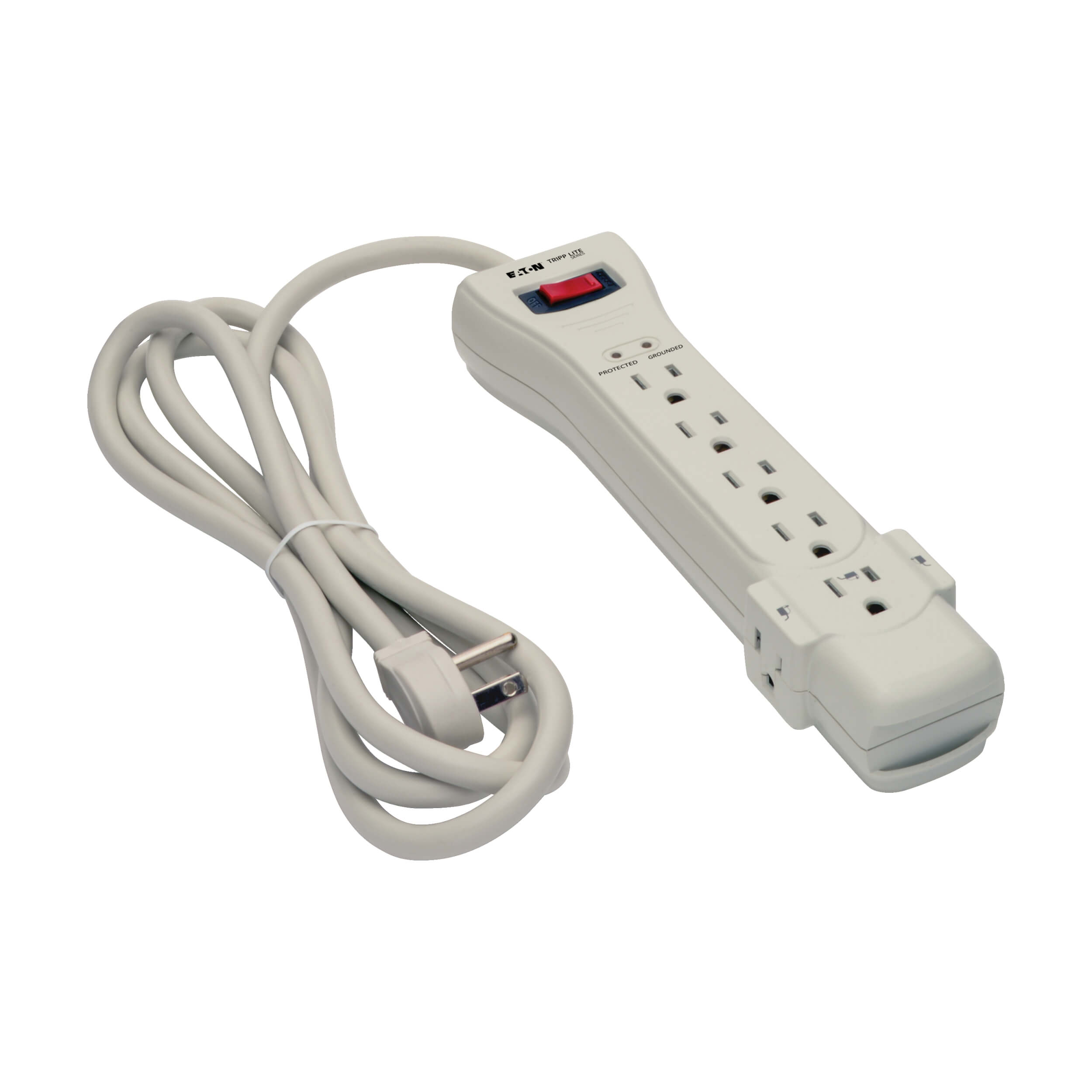 Surge Protector, 7 Outlet, 2160 Joules, 7-ft Cord, Light Gray | Eaton