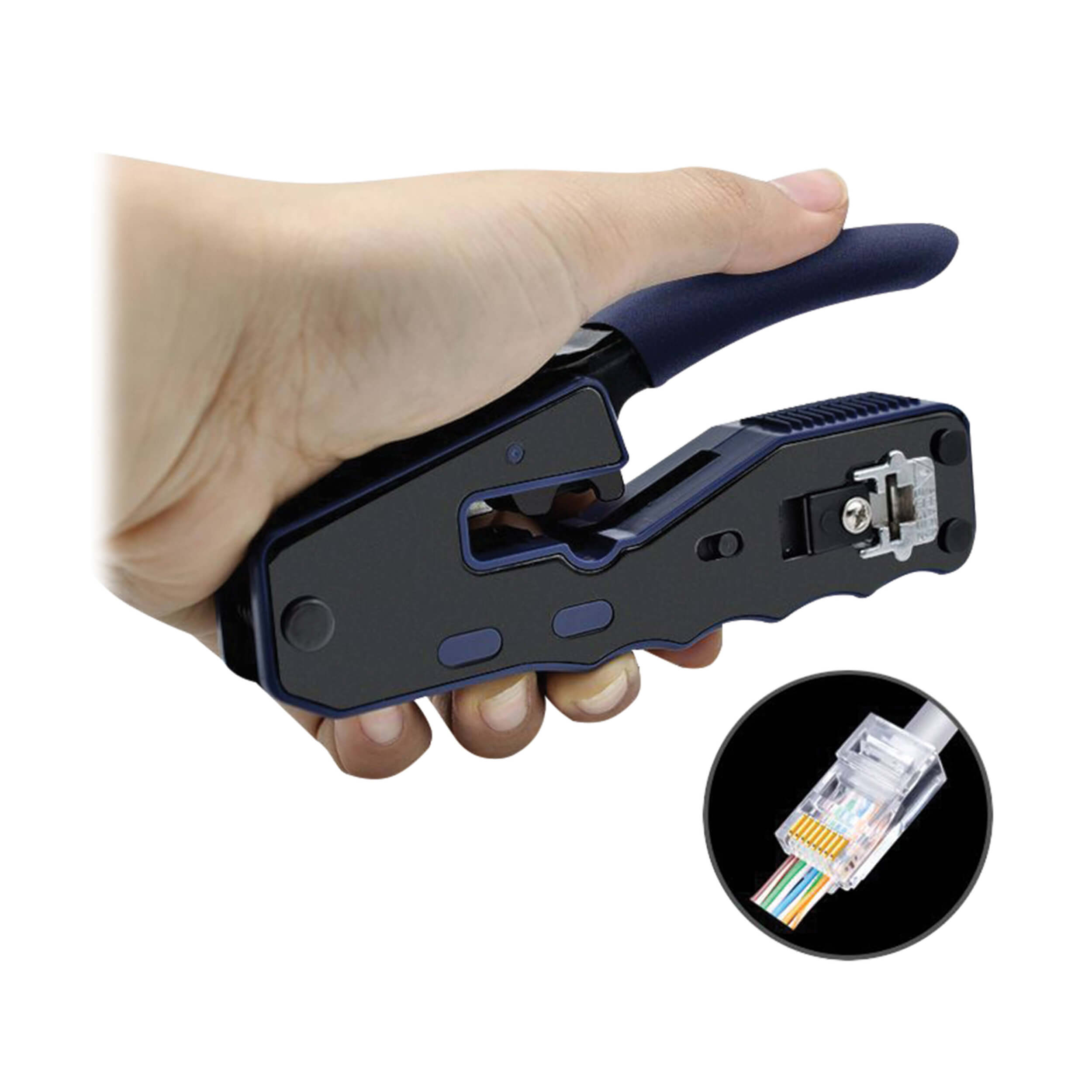 Crimping Tool, Cable Stripper for Passthrough RJ45 Plugs | Eaton