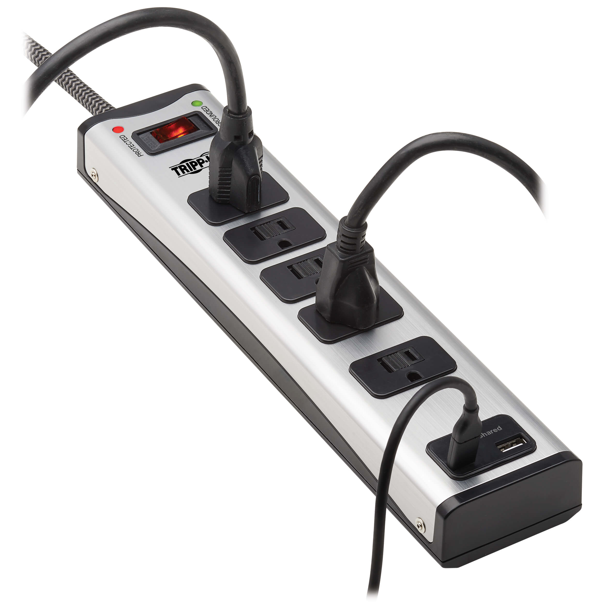 Surge Protector, 5 Outlet Metal, 2 USB Ports, 6-ft Cord | Eaton