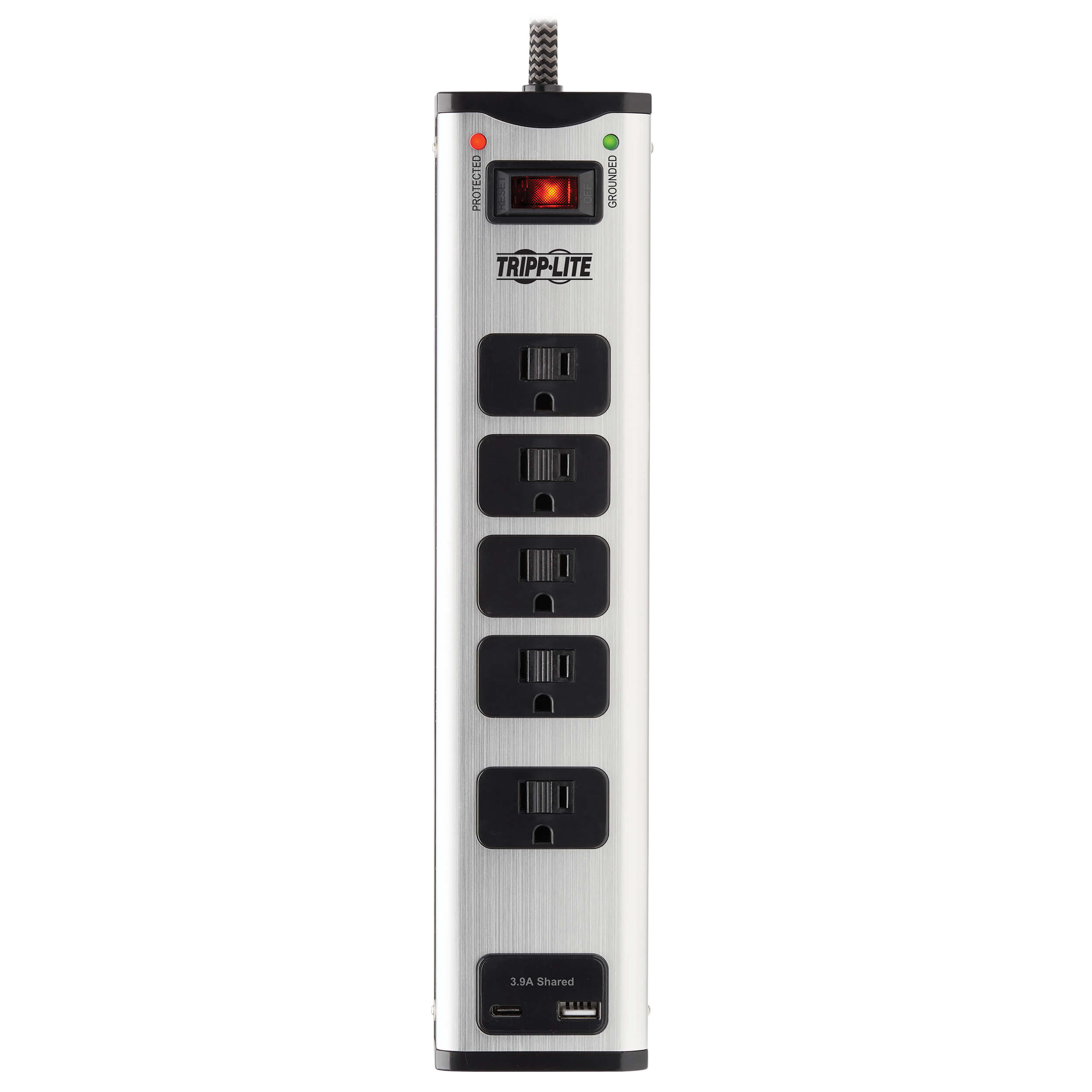 Surge Protector, 5 Outlet Metal, 2 USB Ports, 6-ft Cord | Eaton
