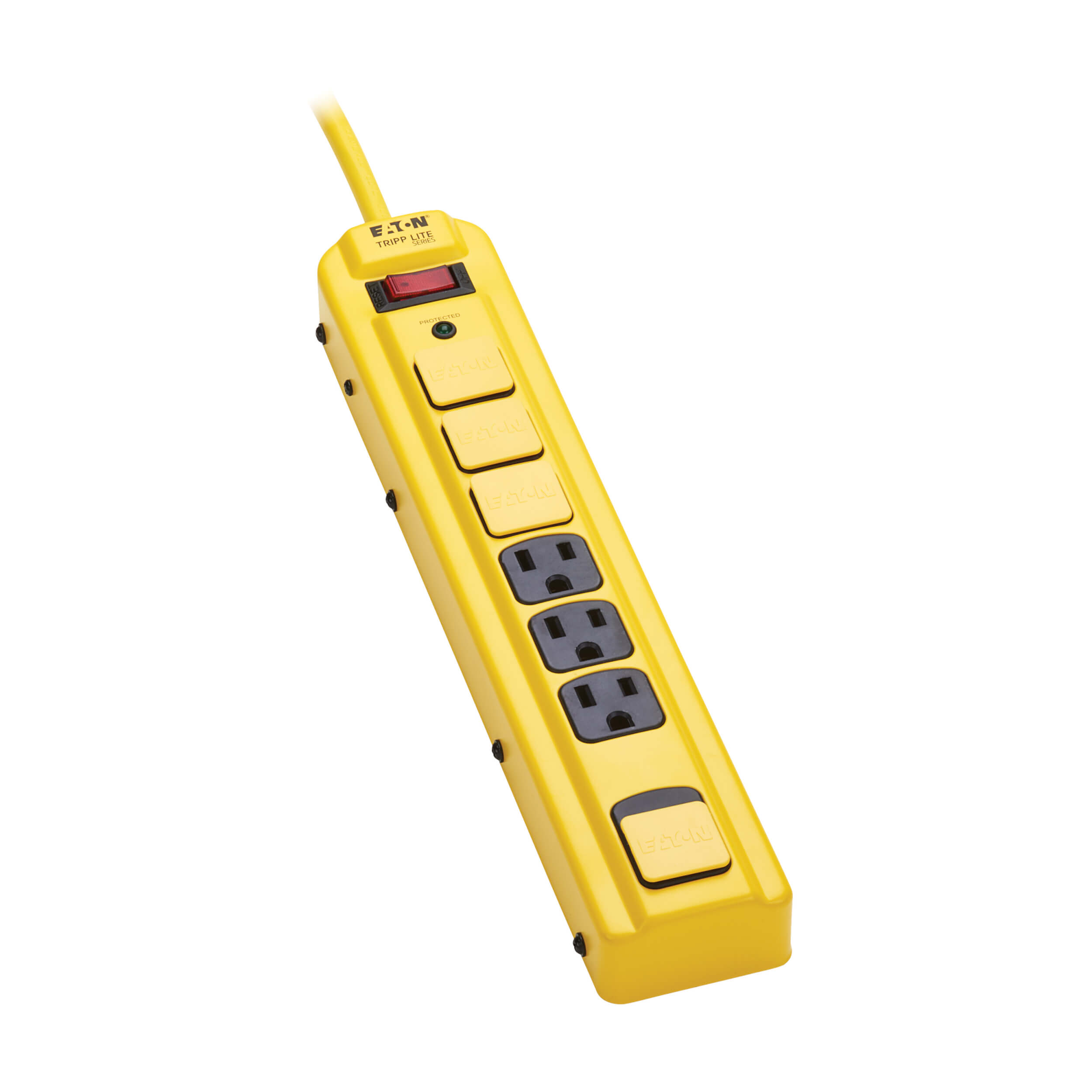 Safety Surge Protector, Metal, 7 Outlet, 450 Joules, 4ft Cord | Eaton