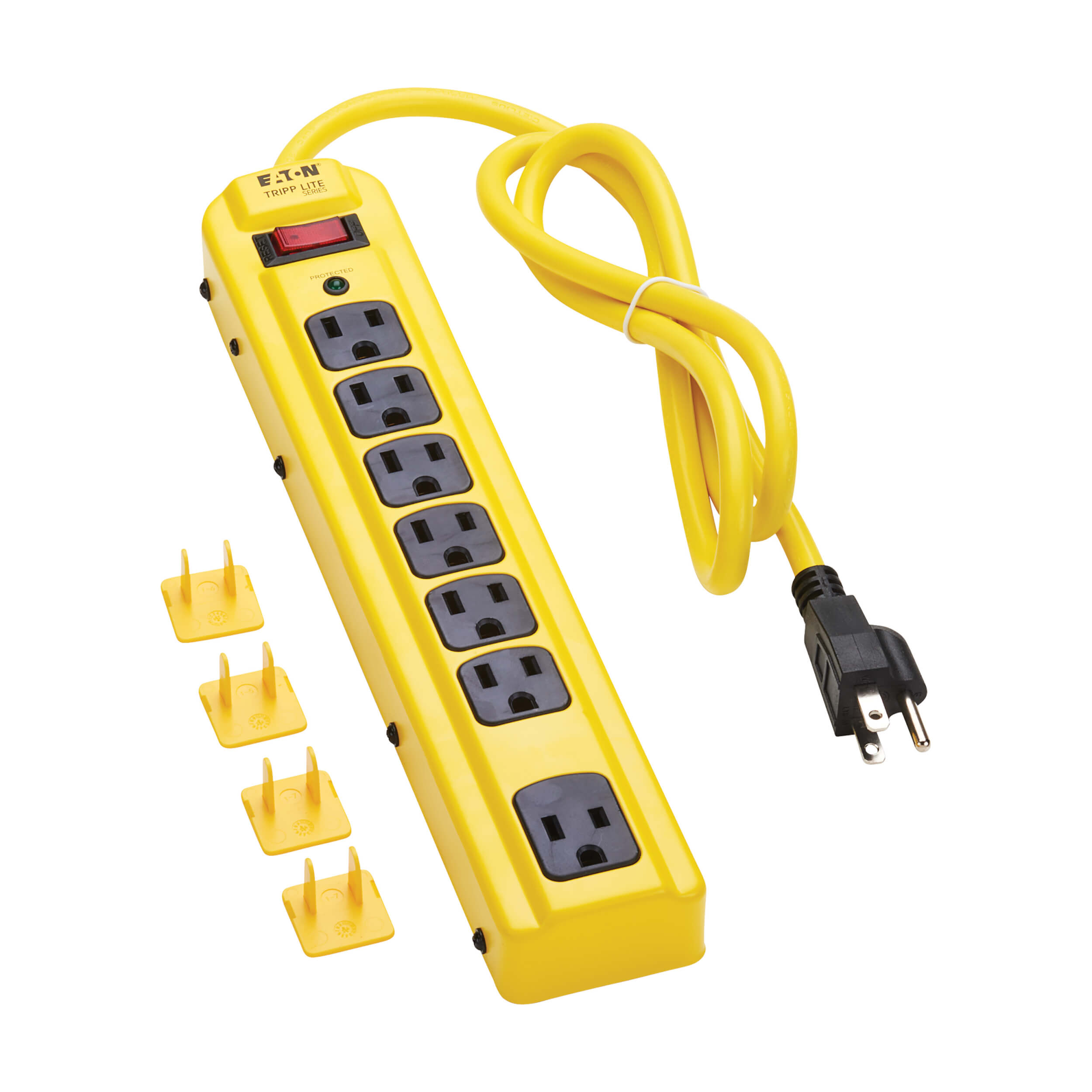 Safety Surge Protector, Metal, 7 Outlet, 450 Joules, 4ft Cord | Eaton