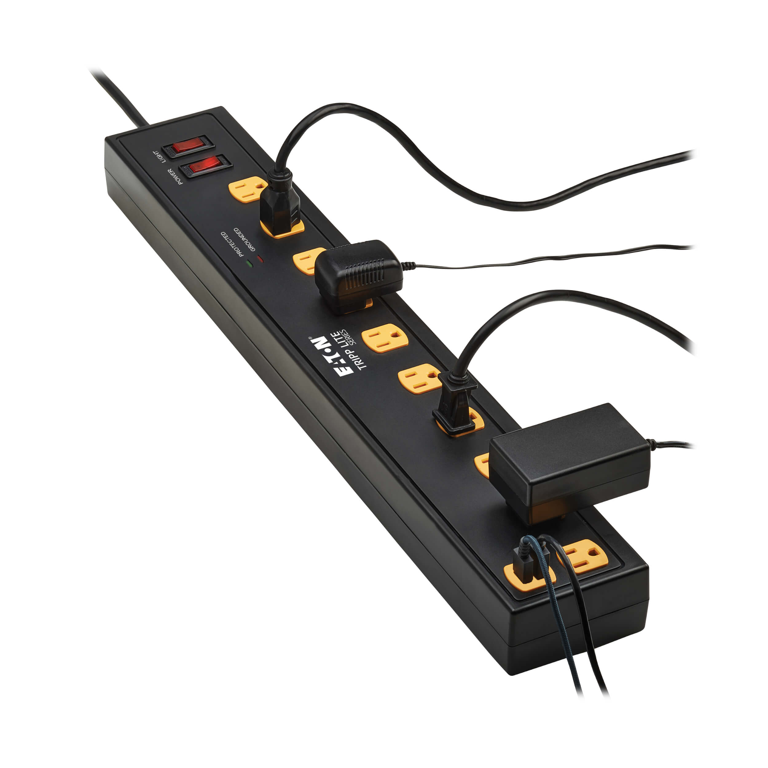 Surge Protector, 10 outlets, 6ft cord, 2 light bars,1350 Joules | Eaton