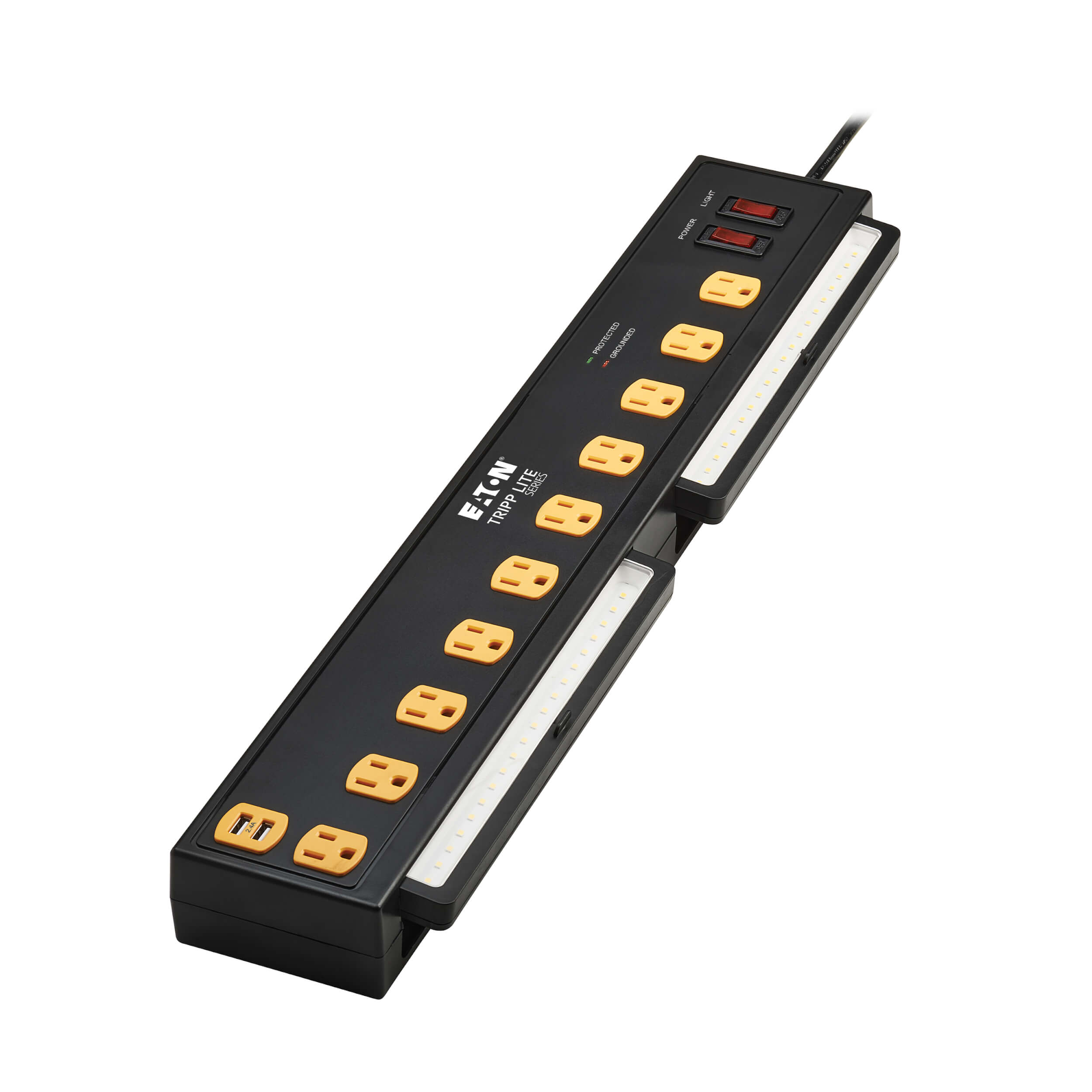 Surge Protector, 10 outlets, 6ft cord, 2 light bars,1350 Joules | Eaton