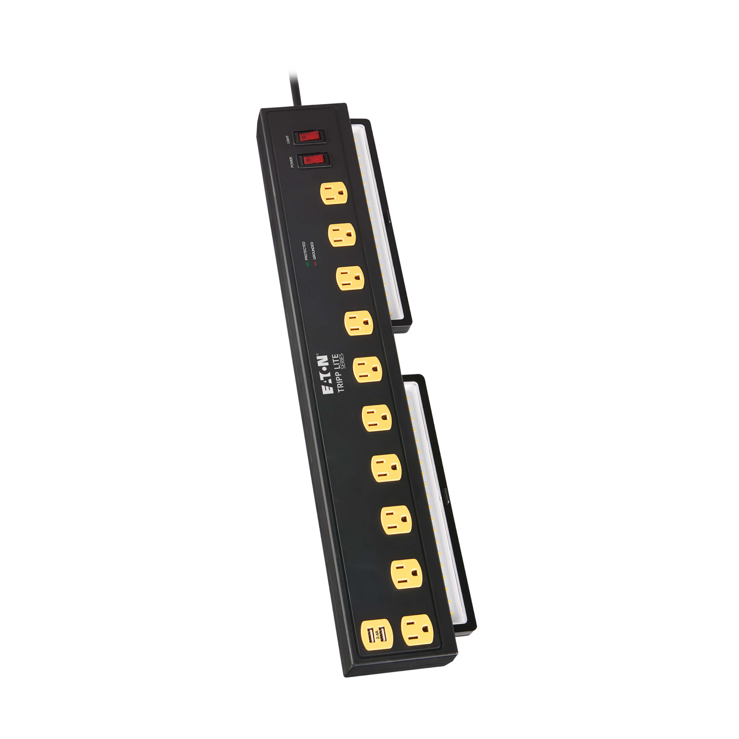 Surge Protector, 10 outlets, 6ft cord, 2 light bars,1350 Joules | Eaton