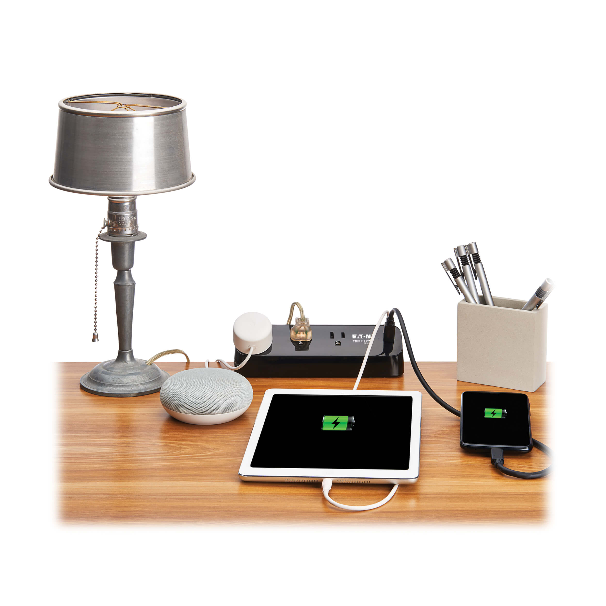 Desk Clamp Surge Protector, 3 Outlet, 2 USB Ports, 10ft Cord, Black | Eaton