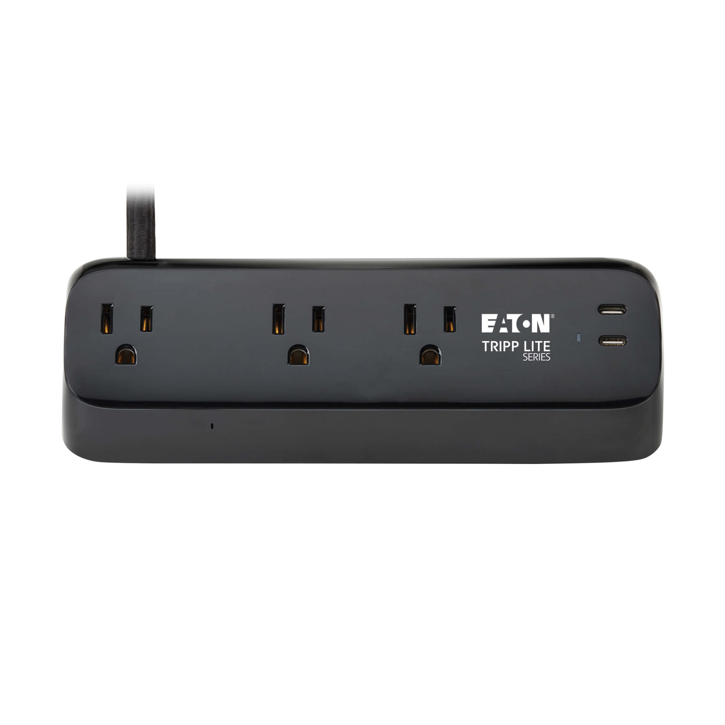 Desk Clamp Surge Protector, 3 Outlet, 2 USB Ports, 10ft Cord, Black | Eaton
