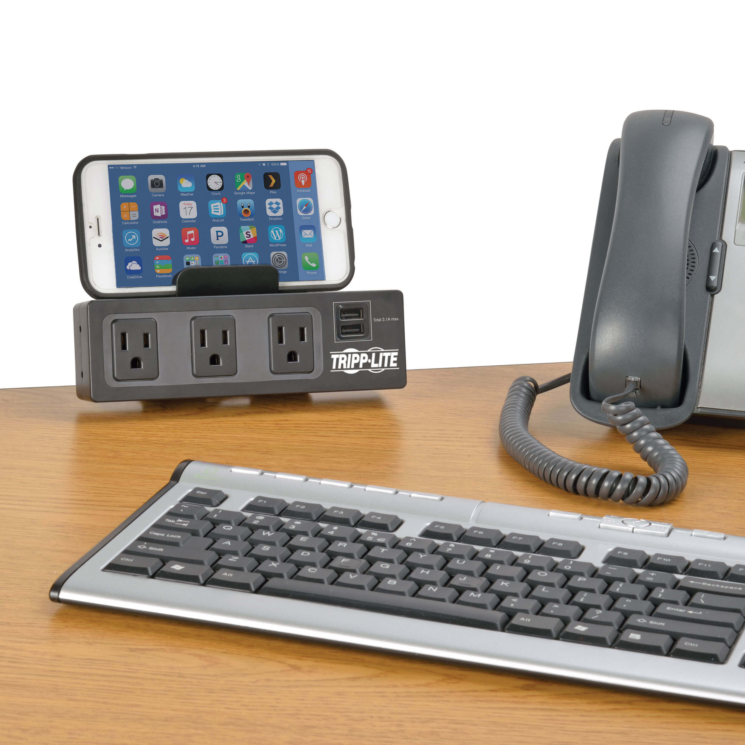 Surge Protector, Desk Clamp, 3 Outlet, 510 Joules, 2 USB Ports | Eaton