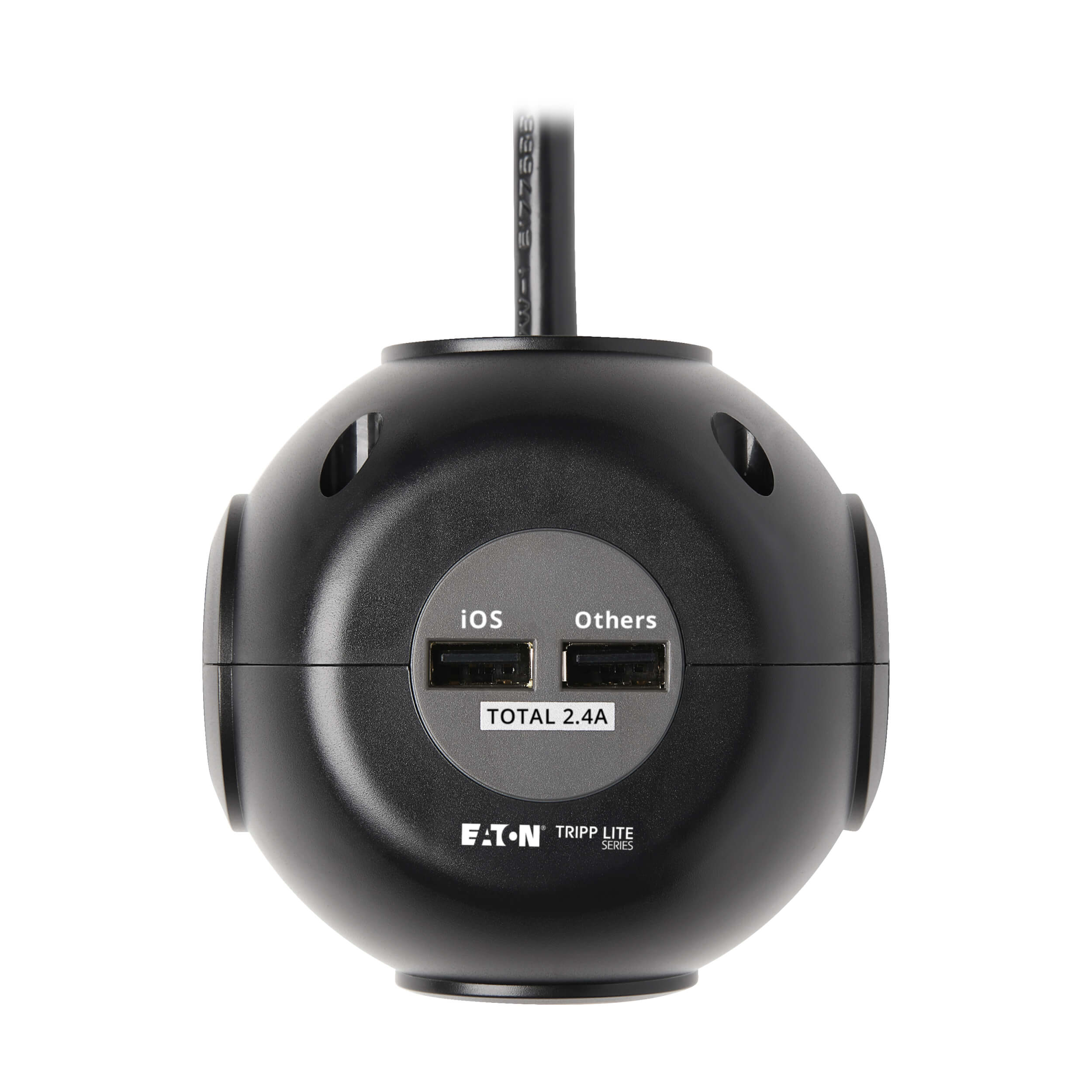 Spherical Surge Protector, 3 Outlets, 4 USB-A Charging Ports | Eaton