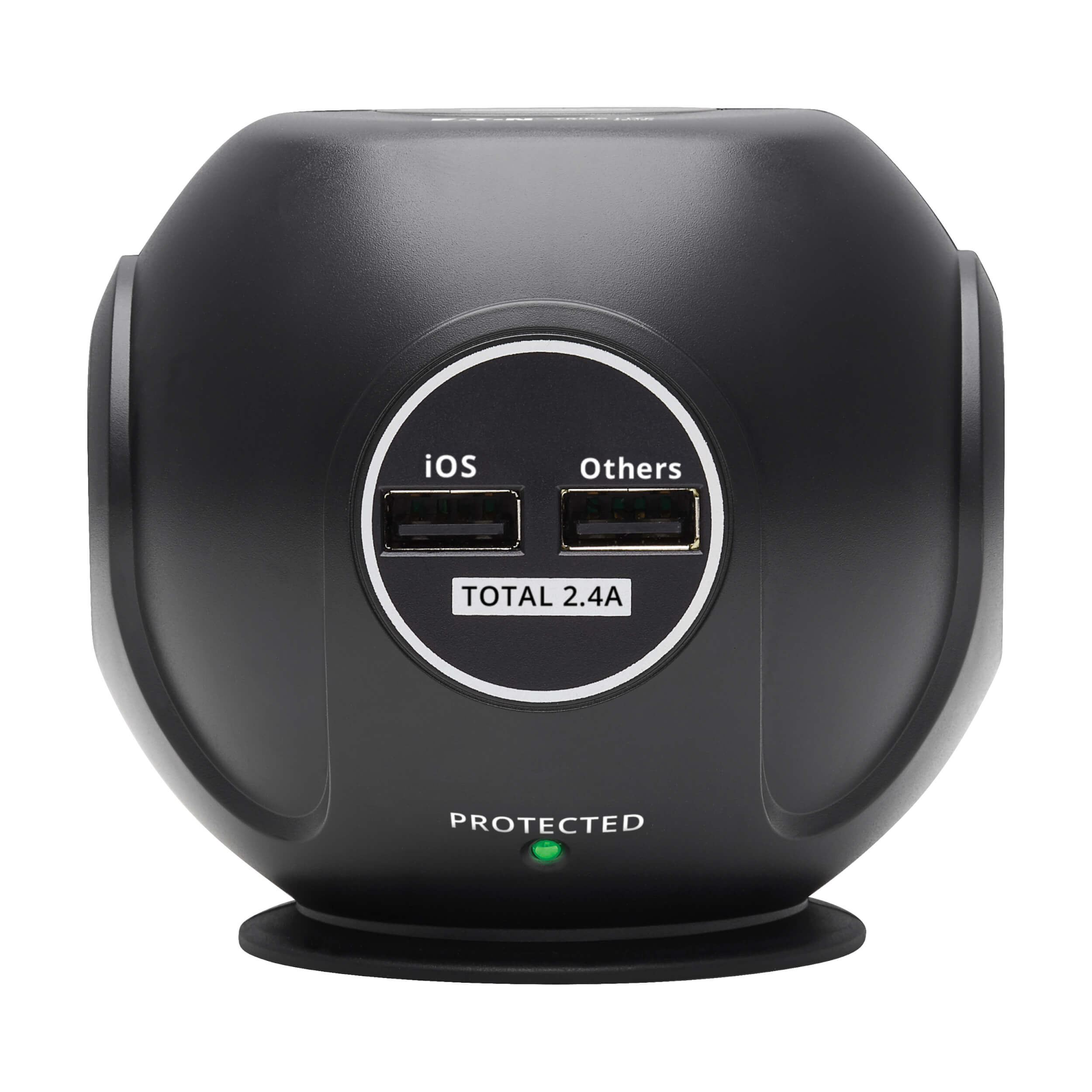 Spherical Surge Protector, 3 Outlets, 4 USB-A Charging Ports | Eaton