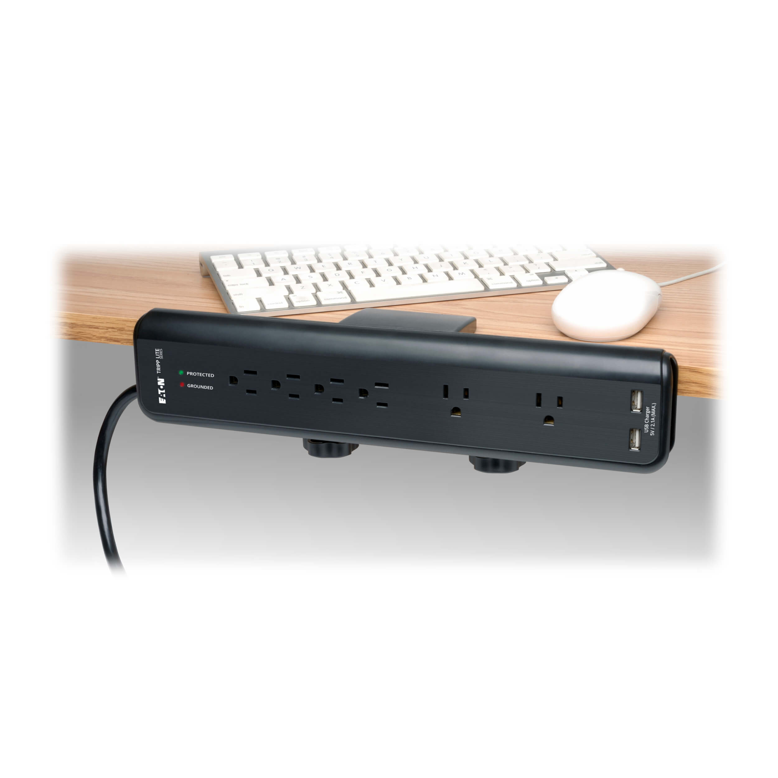 Surge Protector, Clamp Mount, 6 Outlet, 2100 Joules, 2 USB | Eaton