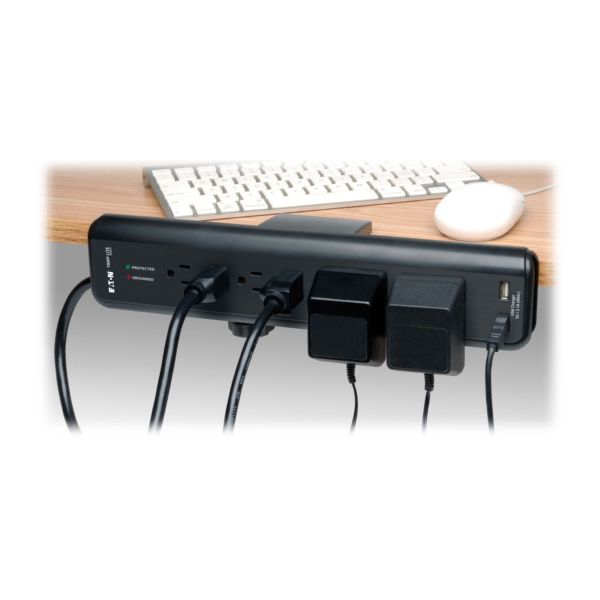 Surge Protector, Clamp Mount, 6 Outlet, 2100 Joules, 2 USB | Eaton
