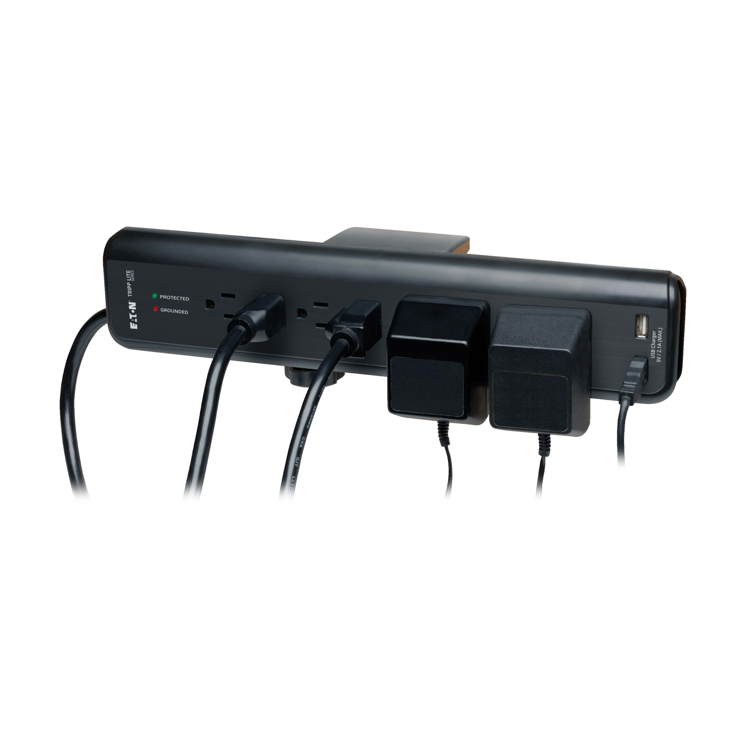 Surge Protector, Clamp Mount, 6 Outlet, 2100 Joules, 2 USB | Eaton