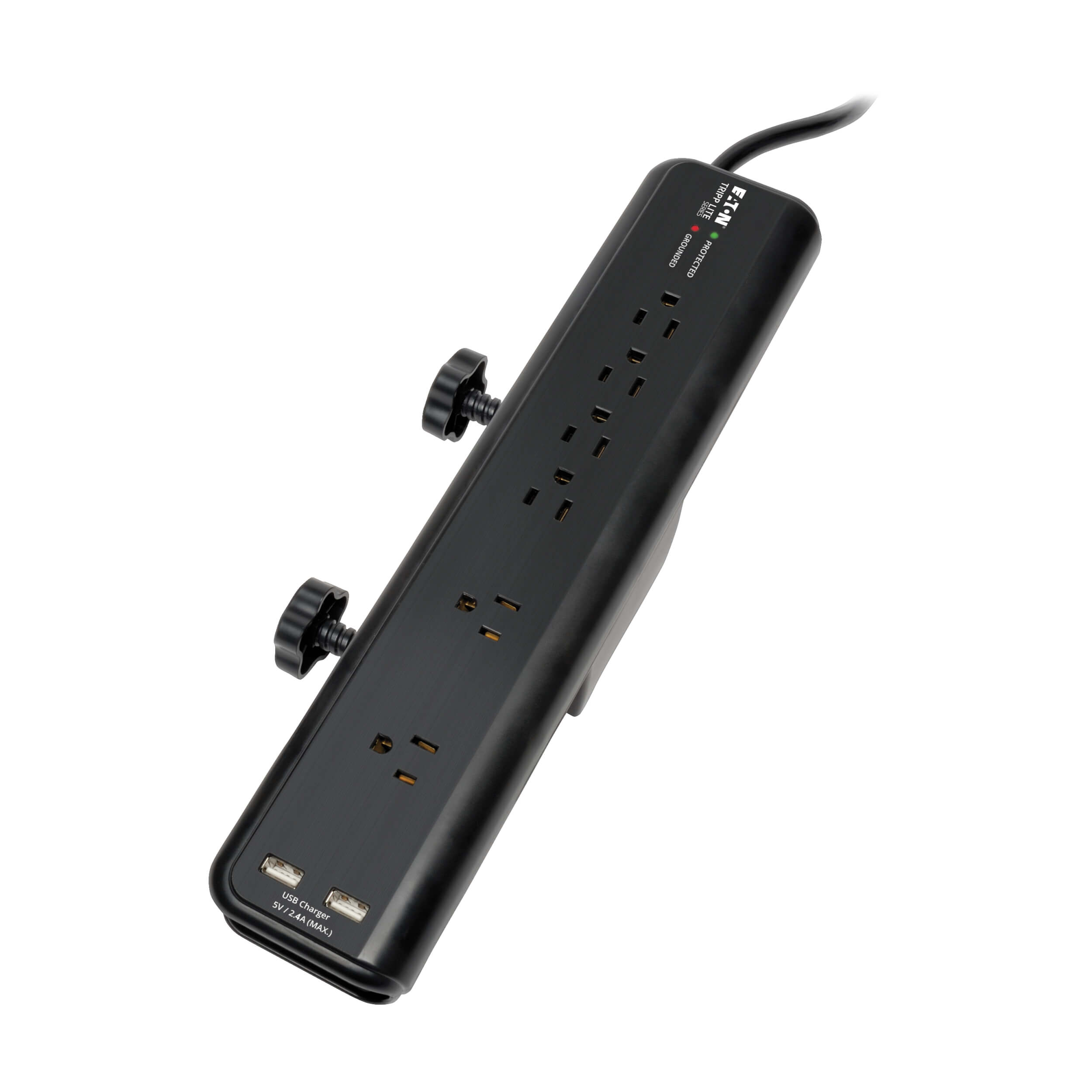 Surge Protector, Clamp Mount, 6 Outlet, 2100 Joules, 2 USB | Eaton