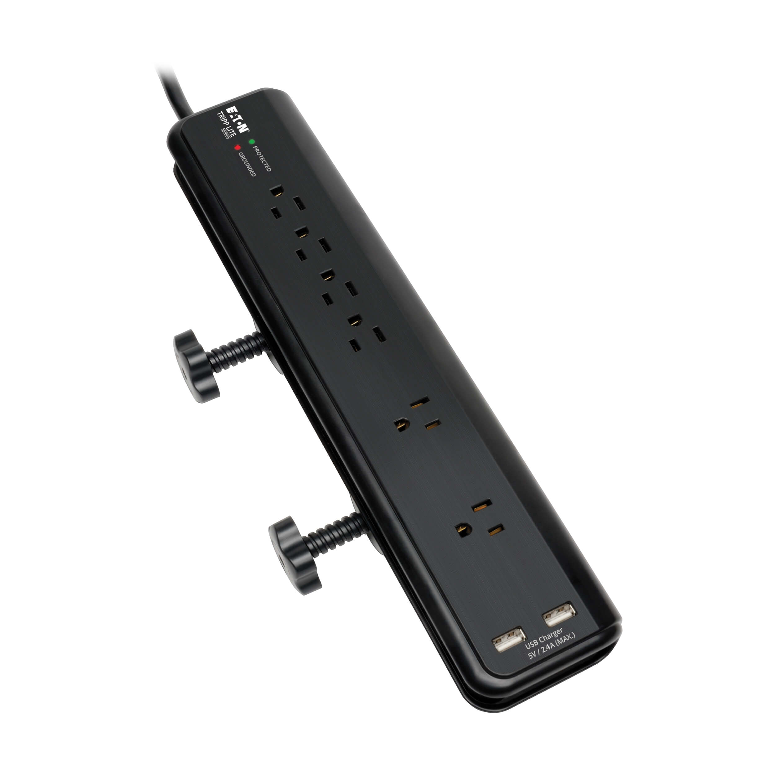 Surge Protector, Clamp Mount, 6 Outlet, 2100 Joules, 2 USB | Eaton