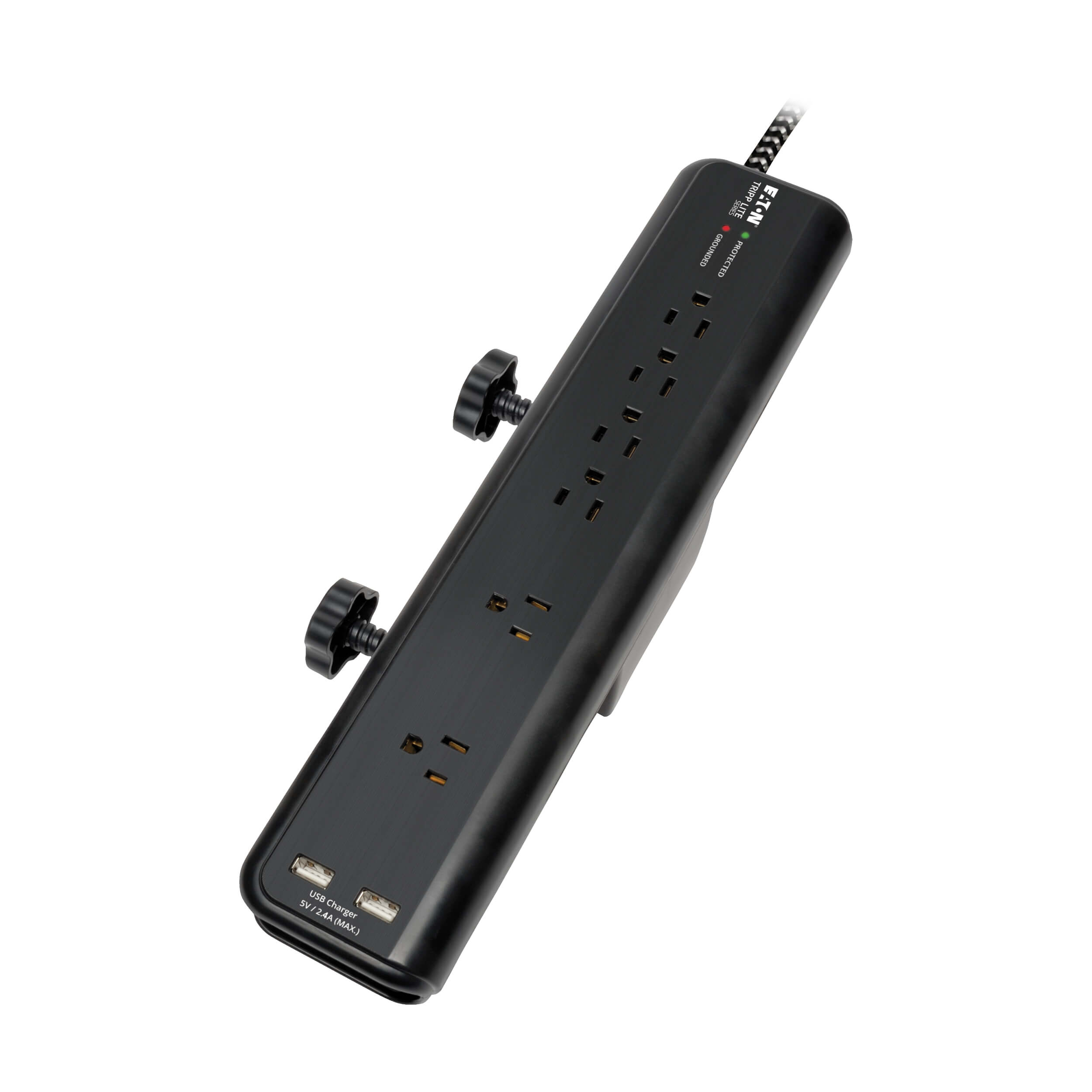 Surge Protector, 6 Outlet, 2 USB, 8-ft Cord, Antimicrobial | Eaton