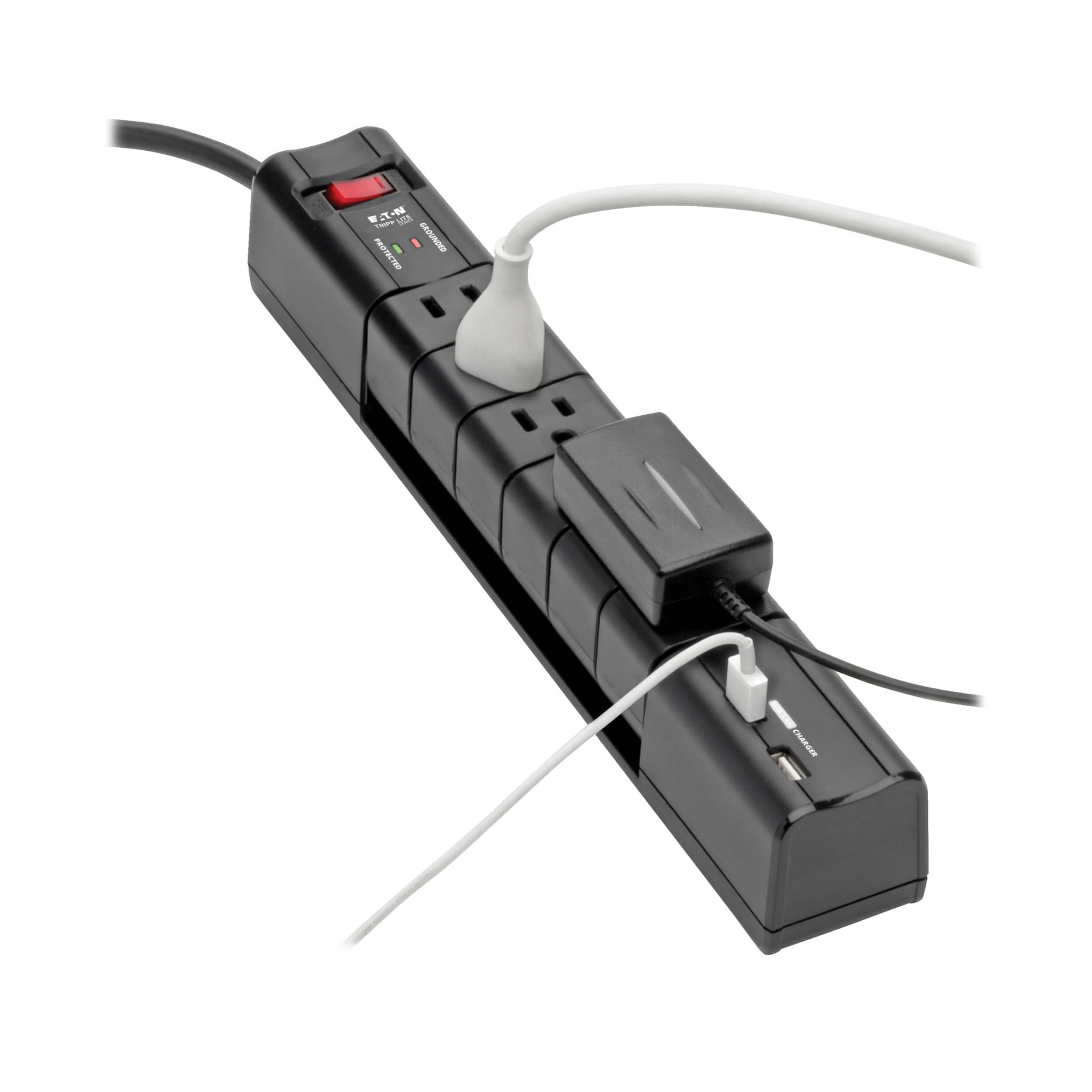 Surge Protector, 6 Rotatable Outlets, 1080 Joules, 2 USB | Eaton
