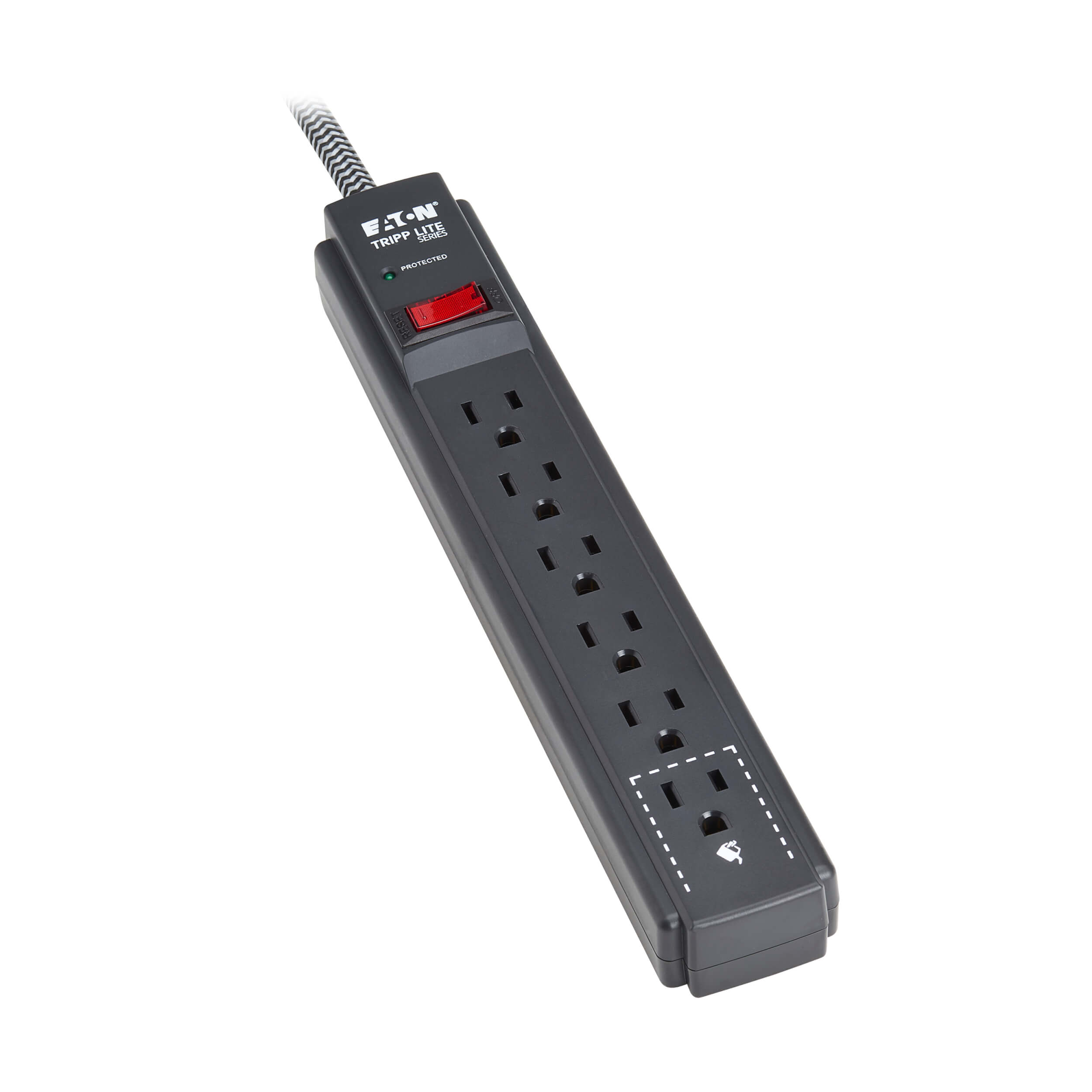 Surge Protector, 6 Outlet, 1200 Joules, 10ft Cord, Black | Eaton