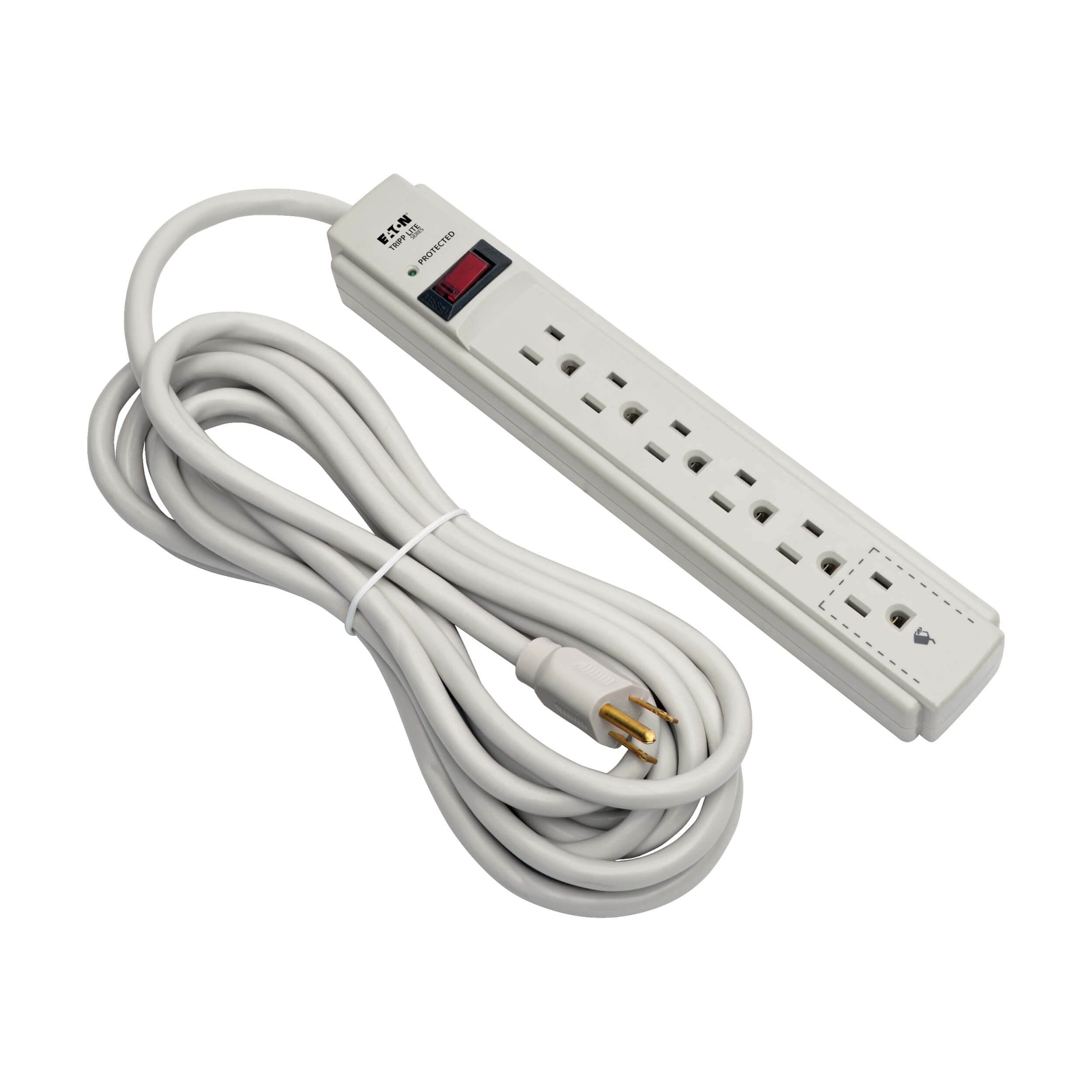 Surge Protector, 6 Outlet, 790 Joules, LED, 15-ft Cord | Eaton