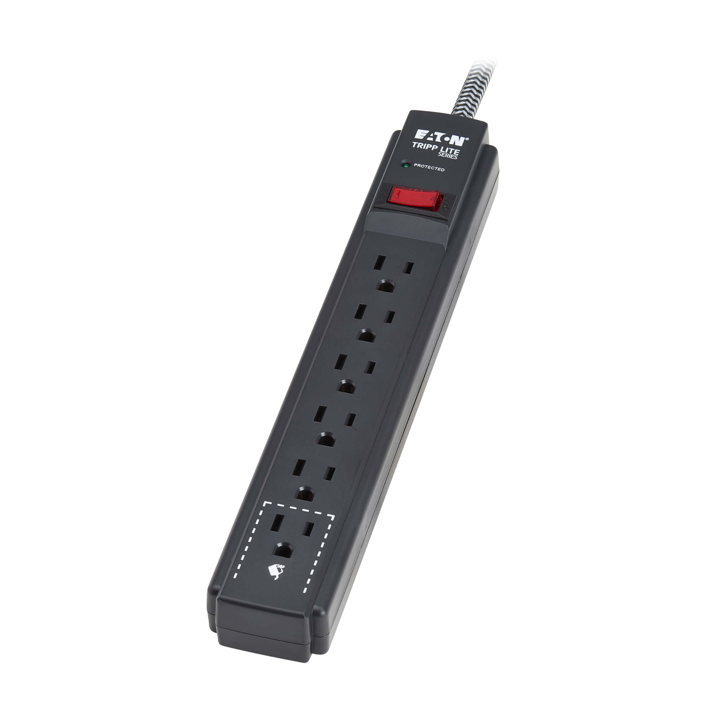 Surge Protector, 6 Outlet, 1200 Joules, 20ft Cord, Black | Eaton