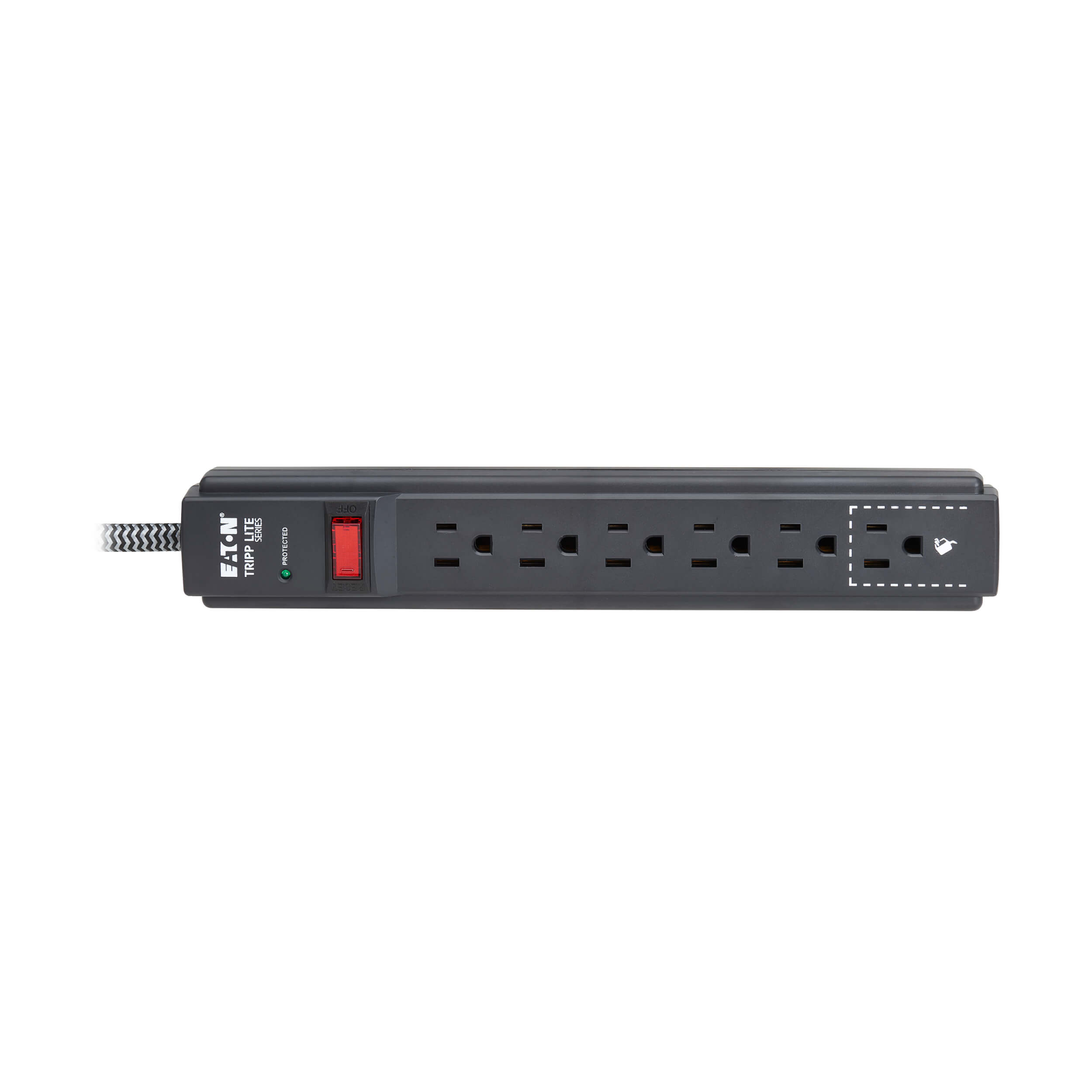 Surge Protector, 6 Outlet, 1200 Joules, 20ft Cord, Black | Eaton