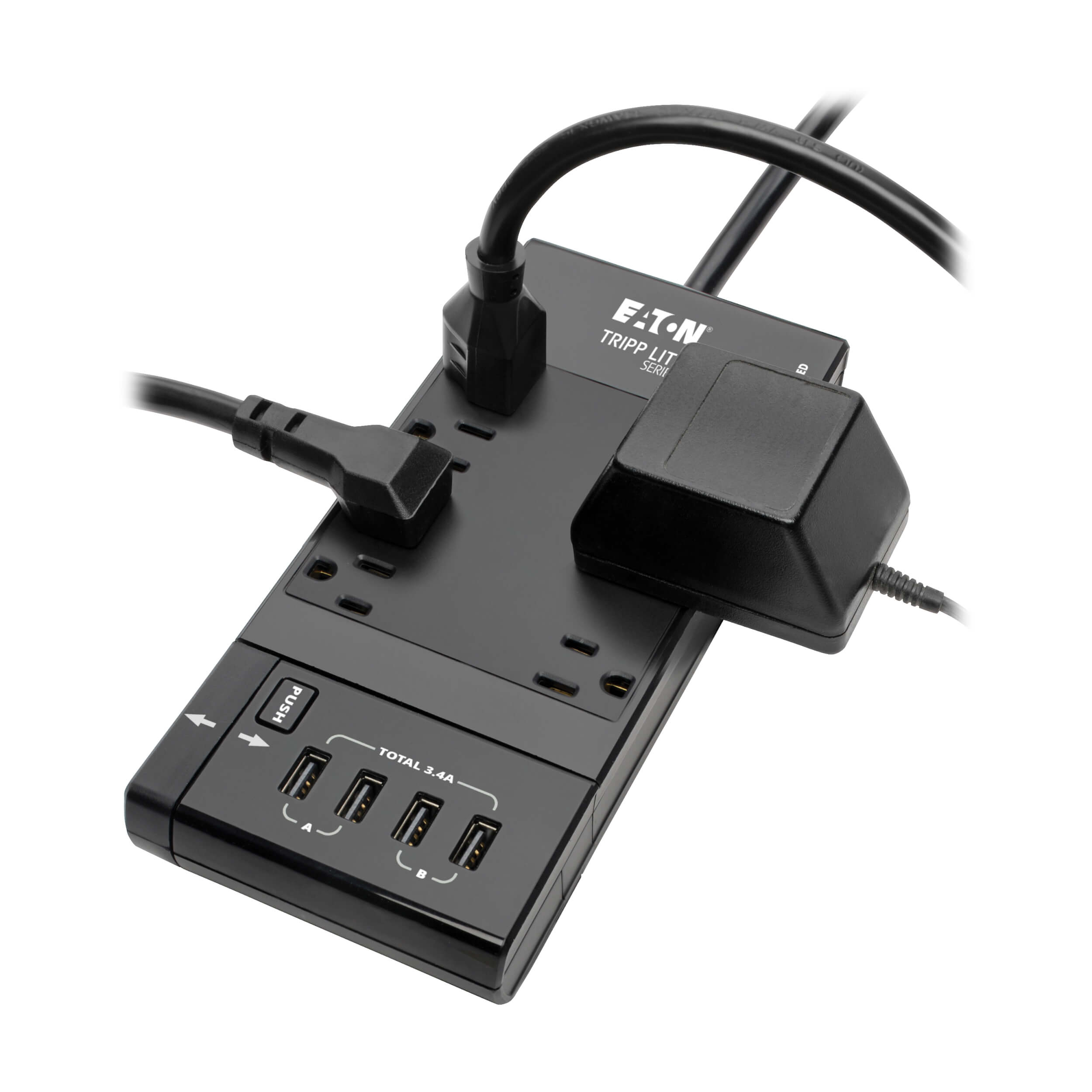 Surge Protector, 6 Outlet, 1080 Joules, 6-ft Cord, 4 USB Ports | Eaton