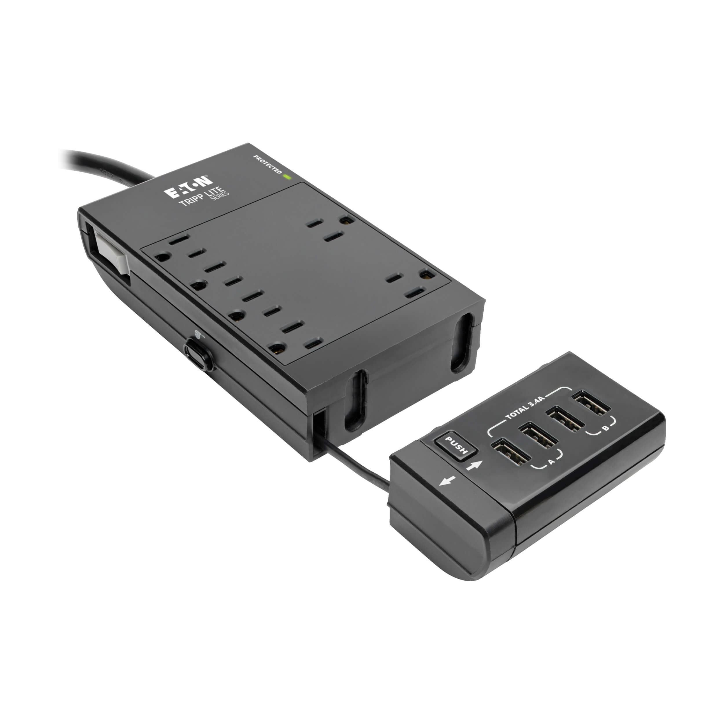 Surge Protector, 6 Outlet, 1080 Joules, 6-ft Cord, 4 USB Ports | Eaton