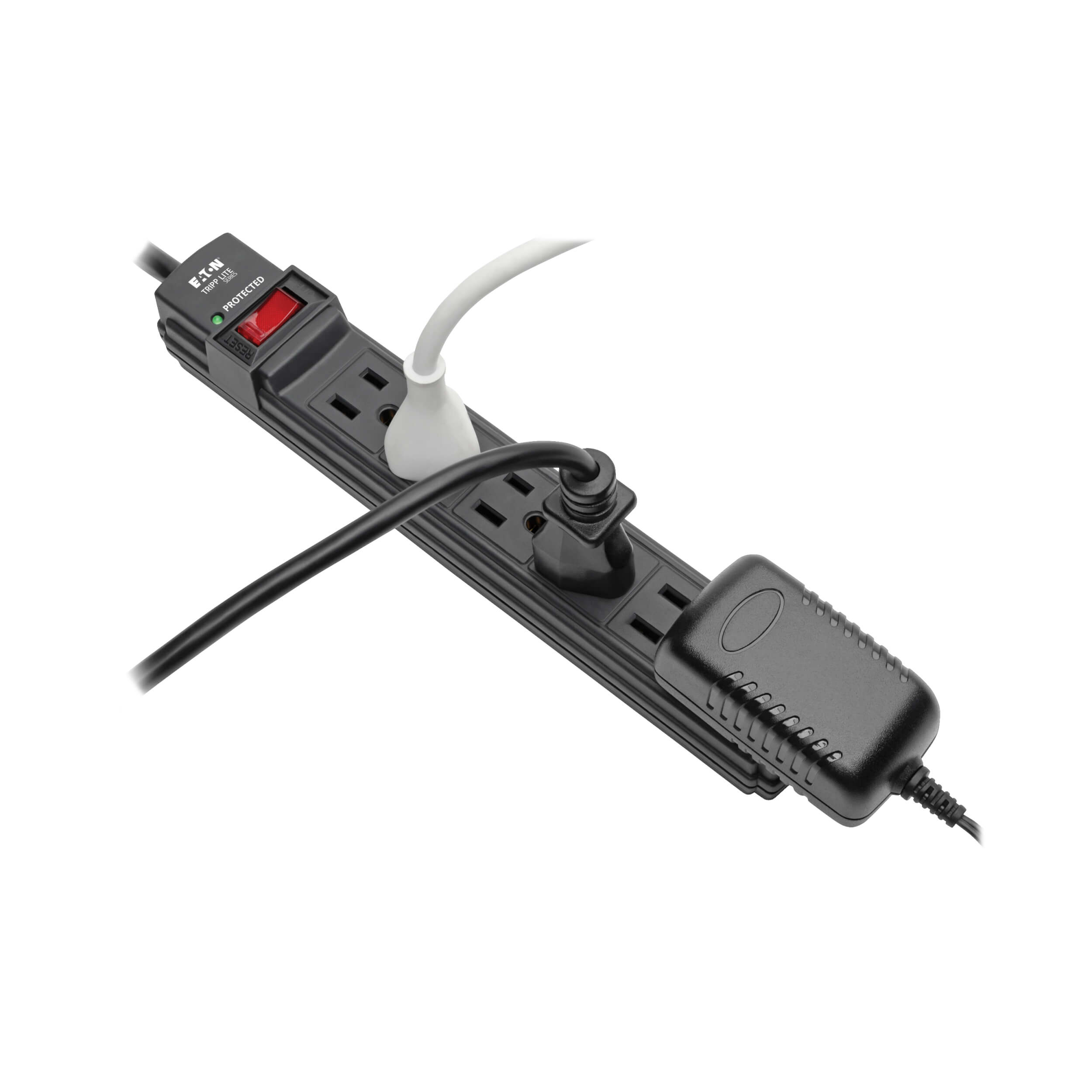 Surge Protector, 6 Outlet, 360 Joules, 6-ft Cord, LED, Black housing ...