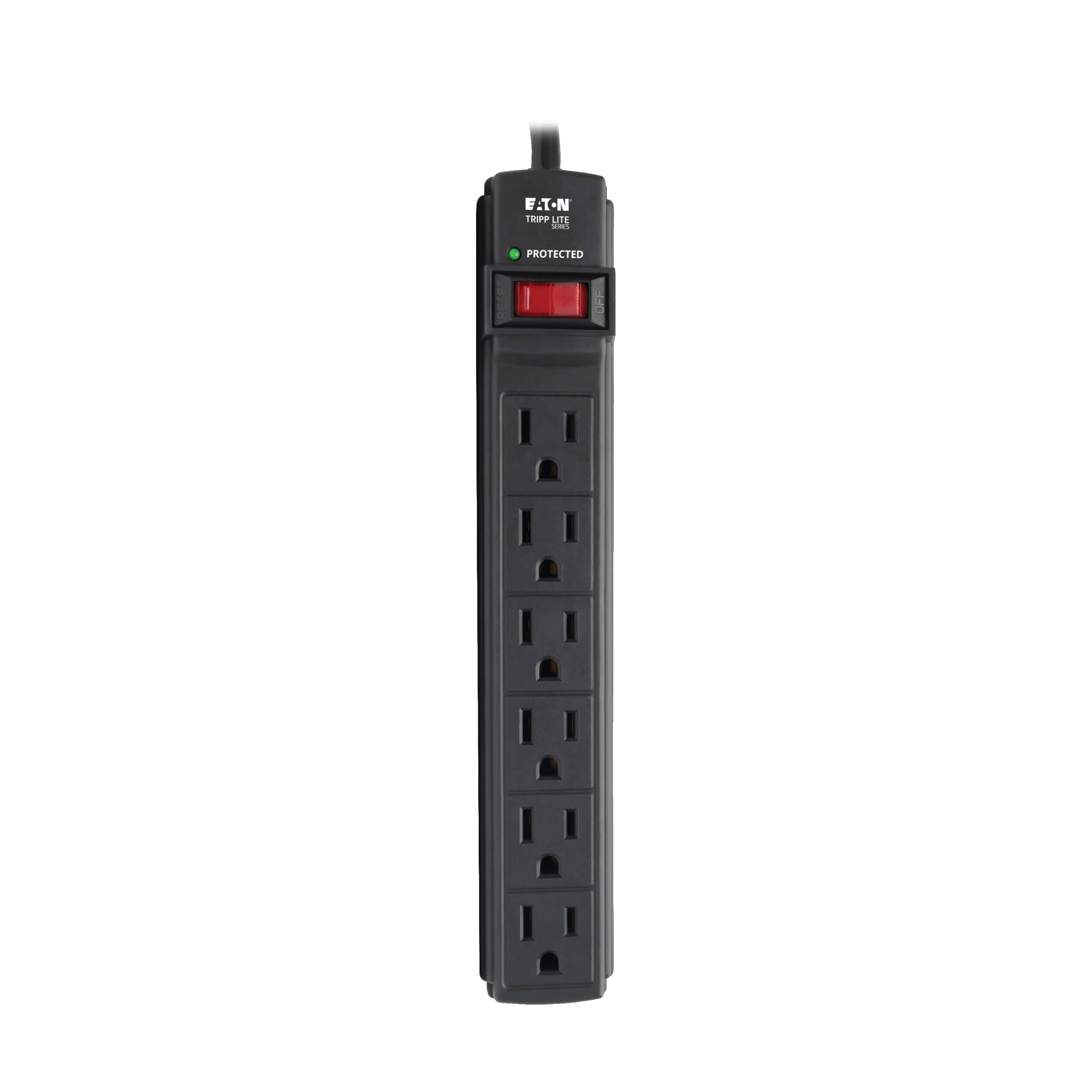 Surge Protector, 6 Outlet, 360 Joules, 6-ft Cord, LED, Black housing ...