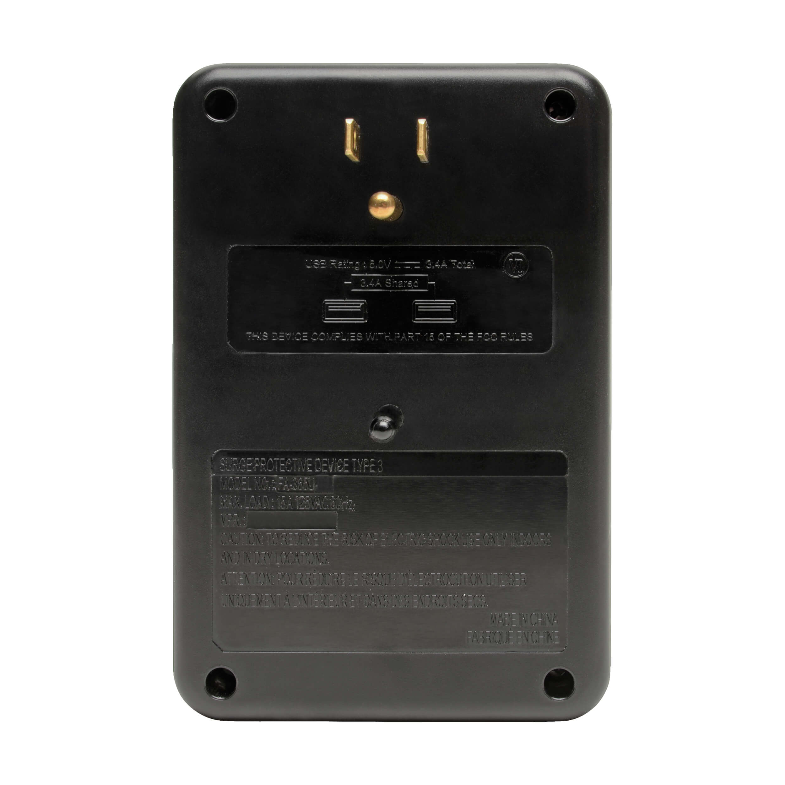 Surge Protector, 6 side Outlets, Direct-Plug In, 2 USB Ports | Eaton