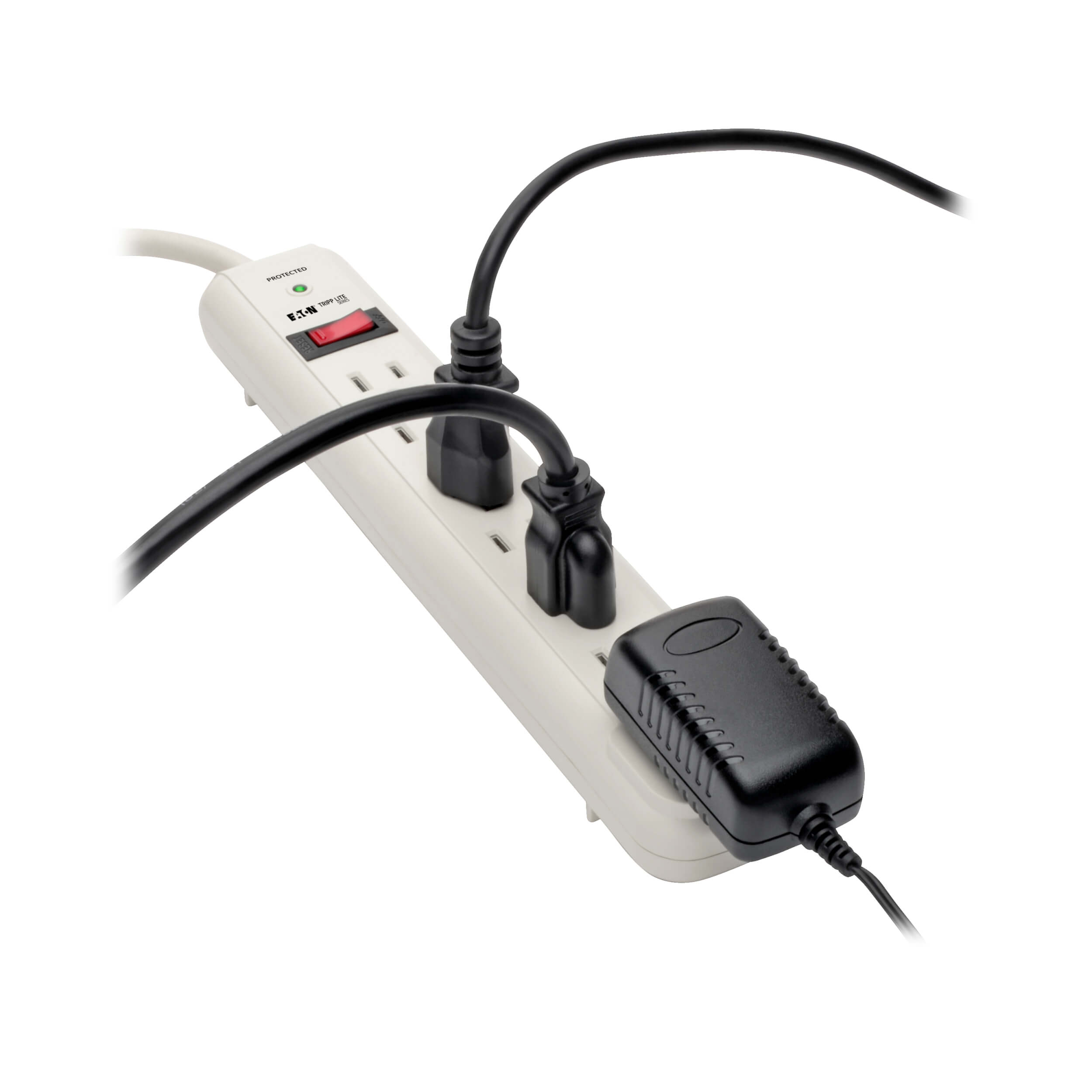 Surge Protector, 7 Outlet, 1080 Joules, 12-ft Cord, Gray | Eaton