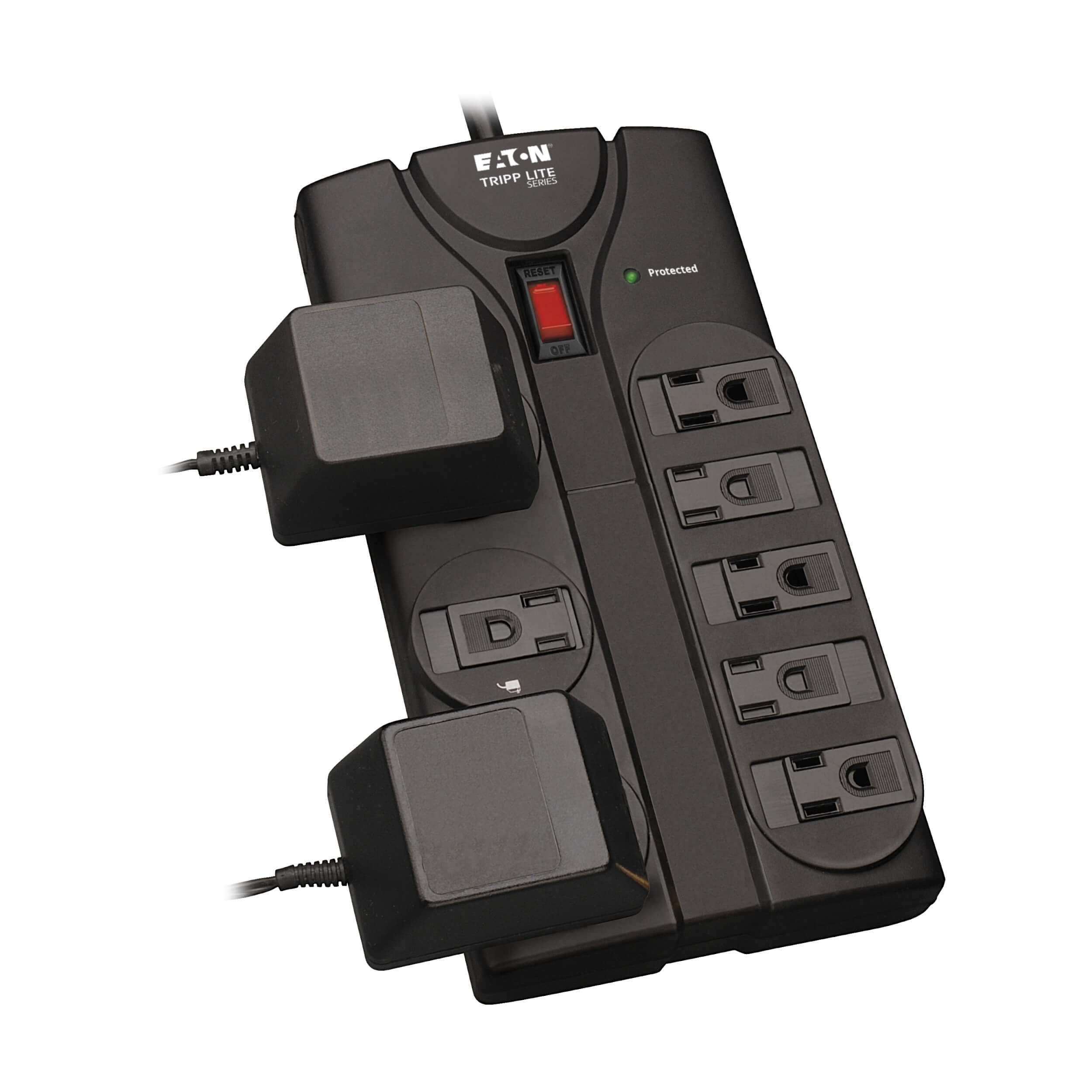 Surge Protector, 8 Outlet, 1440 Joules, 8-ft Cord, Black | Eaton