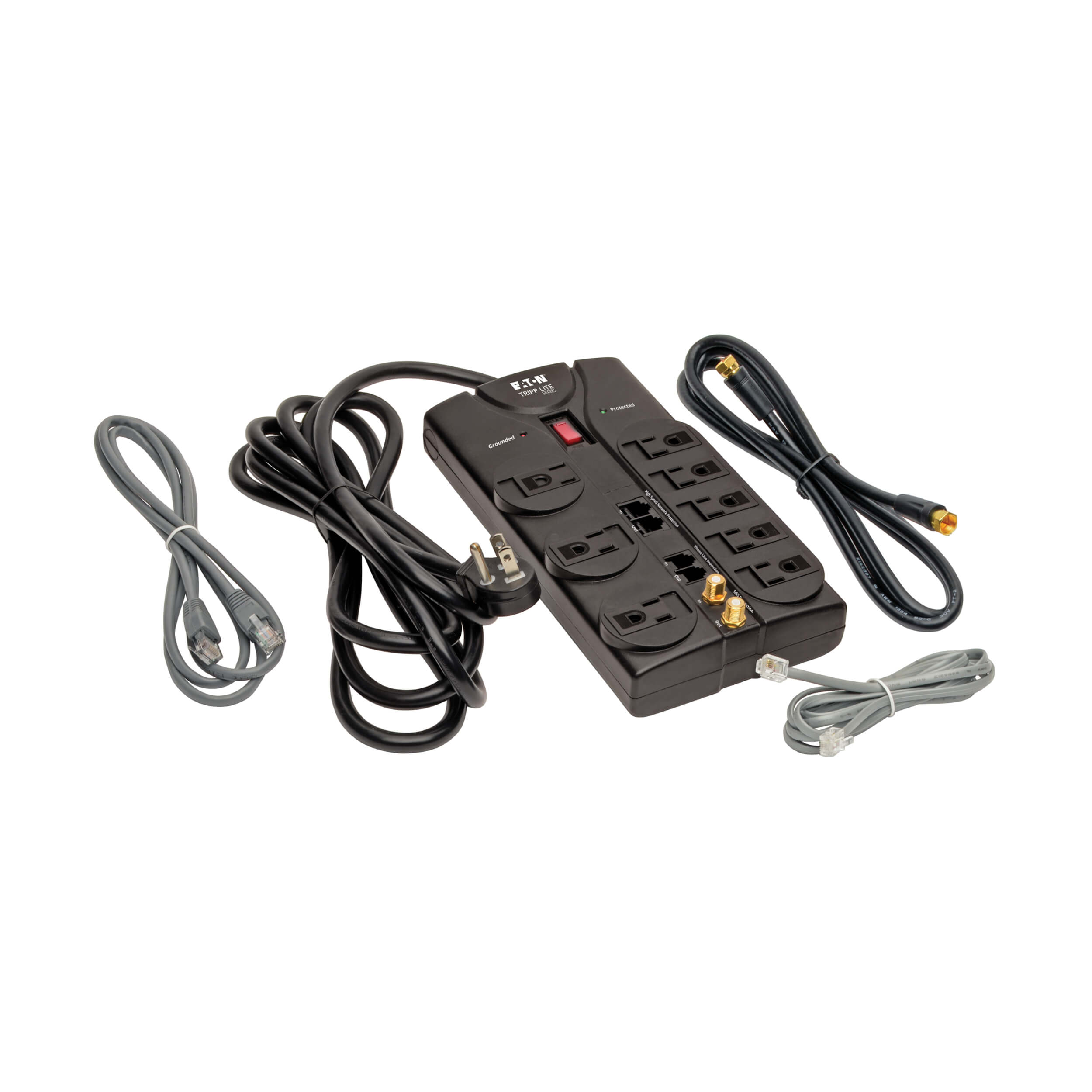 Surge Protector, 8 Outlet, 3240 Joules, 10-ft Cord, RJ45 | Eaton