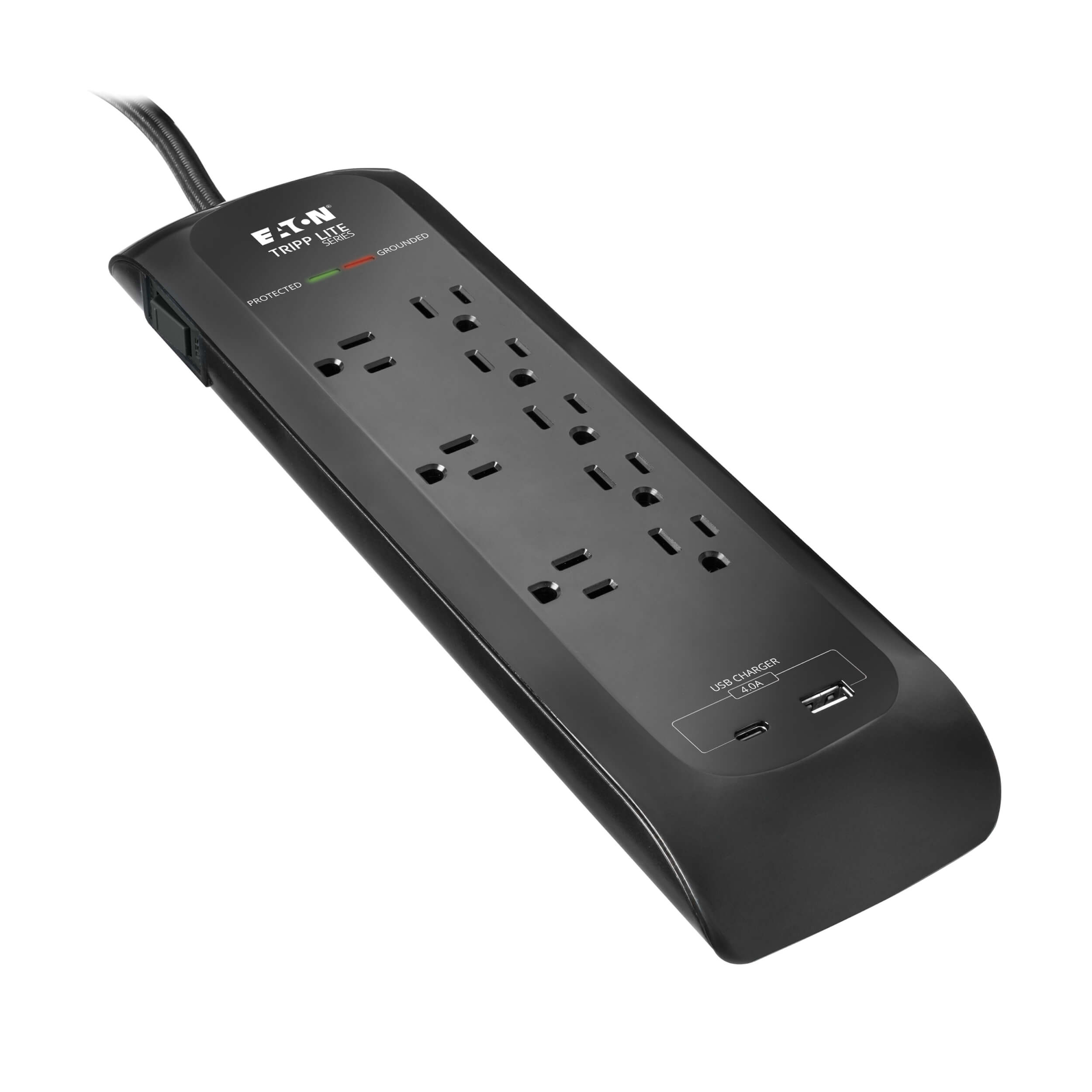 Surge Protector, 8 Outlet, 2400 Joules, 8ft Braided Cord, USB-A, USB-C ...