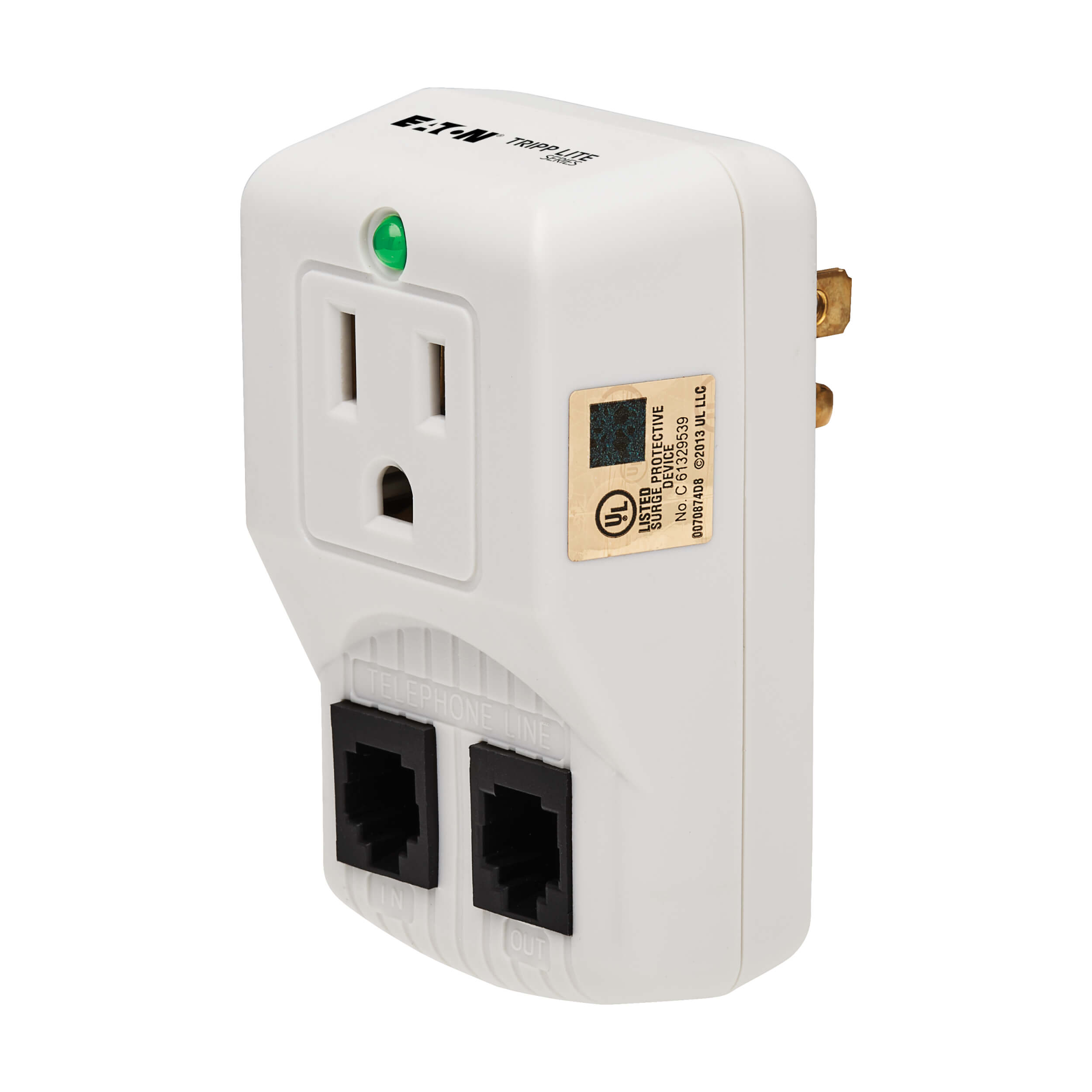 Portable Surge Protector, 1 Outlet, 600 Joules, Tel, Modem | Eaton