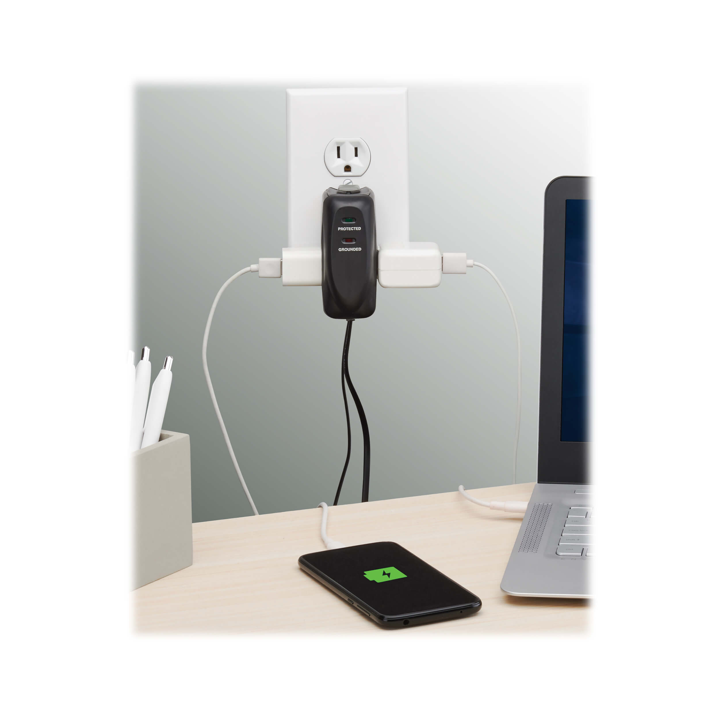 Portable Surge Protector, 2 Outlet, Direct Plug, 1050 Joules | Eaton