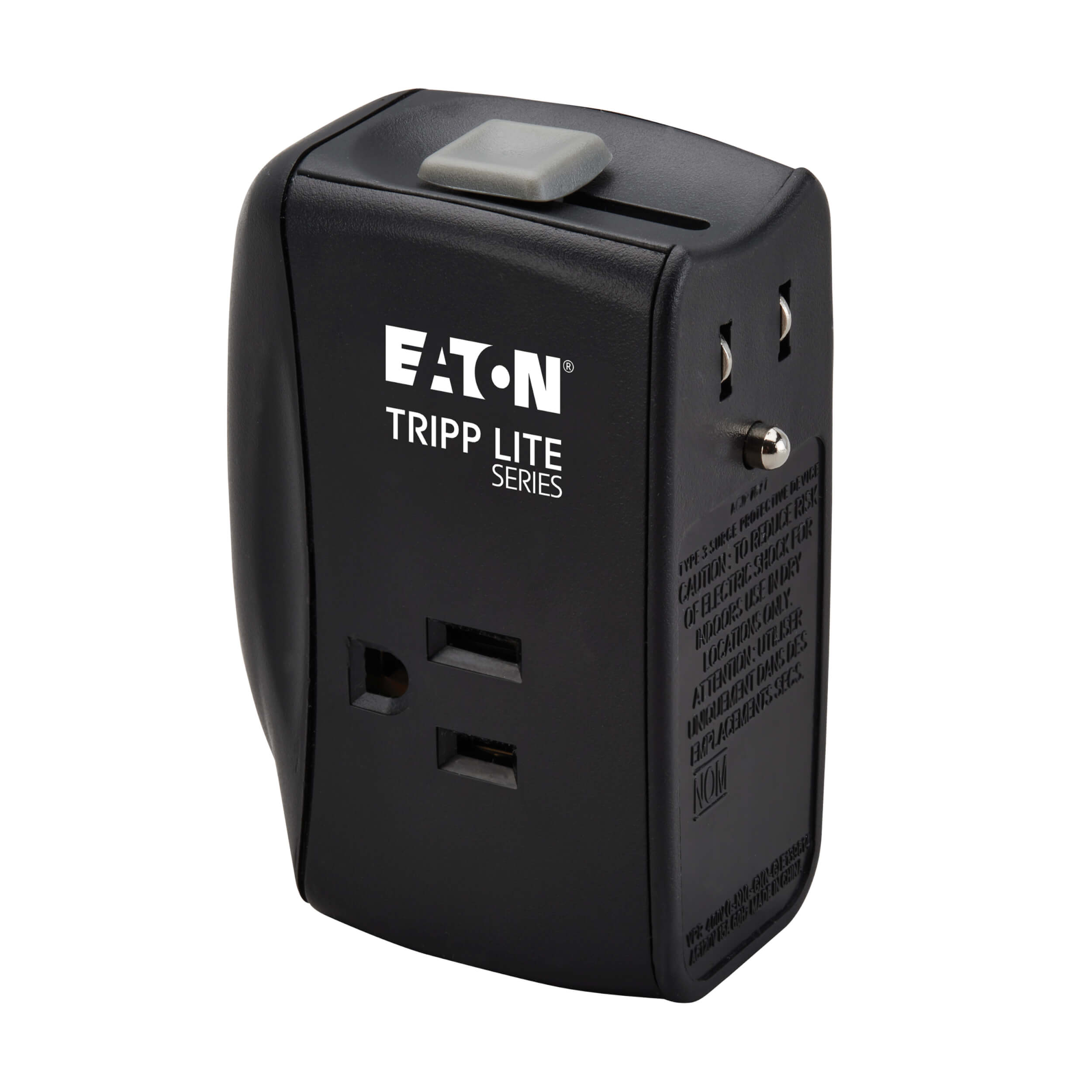 Portable Surge Protector, 2 Outlet, Direct Plug, 1050 Joules | Eaton