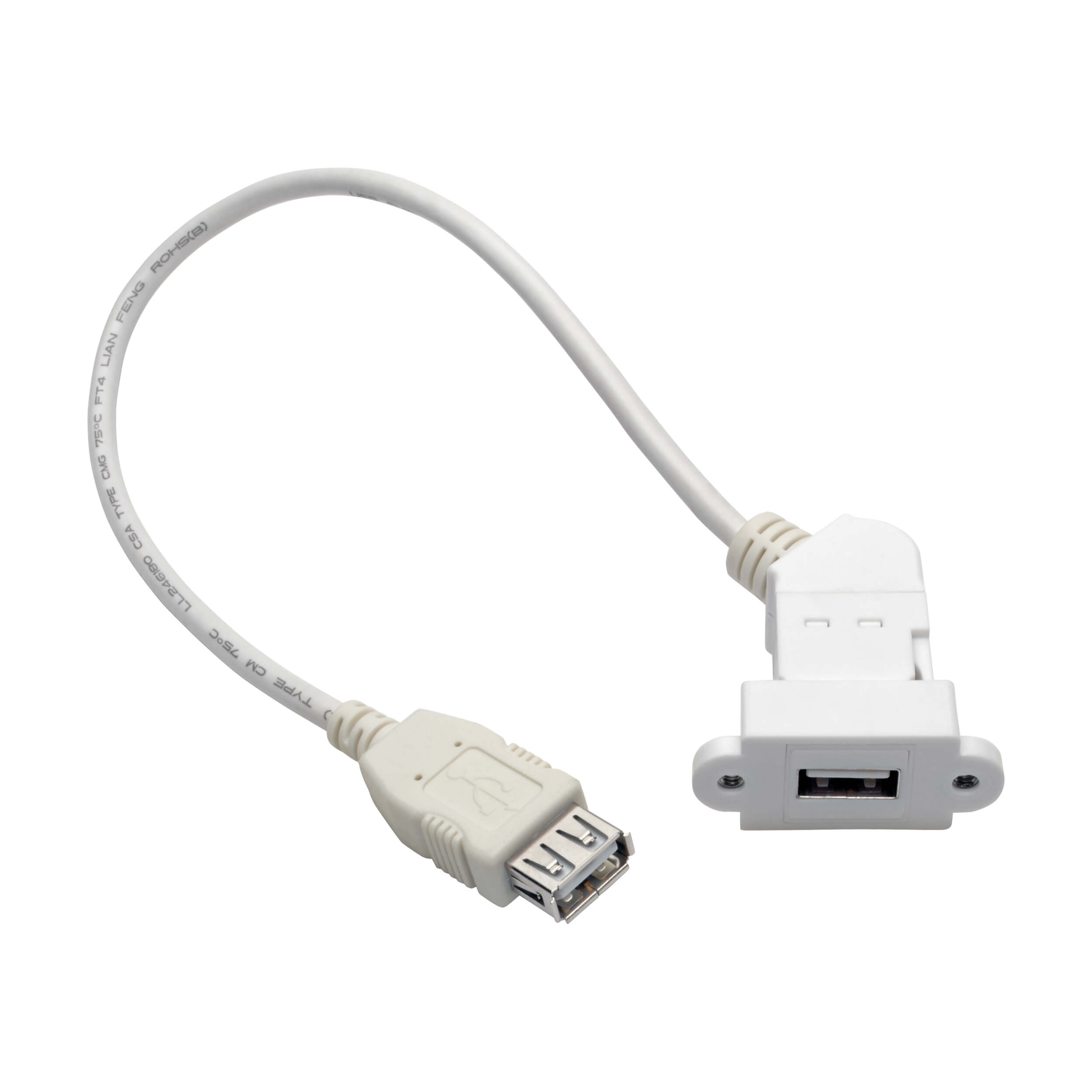 Panel Mount USB Cable, 1ft, Female to Female, Angled | Eaton