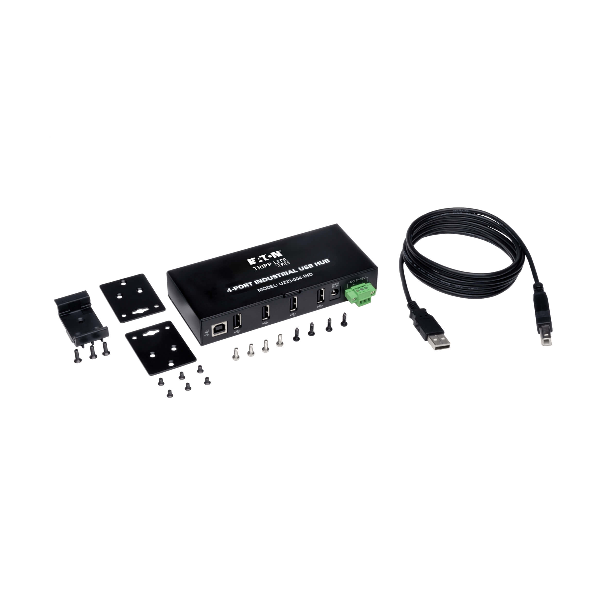 4-Port Industrial-Grade USB 2.0 Hub, ESD Immunity, DIN Mount | Eaton