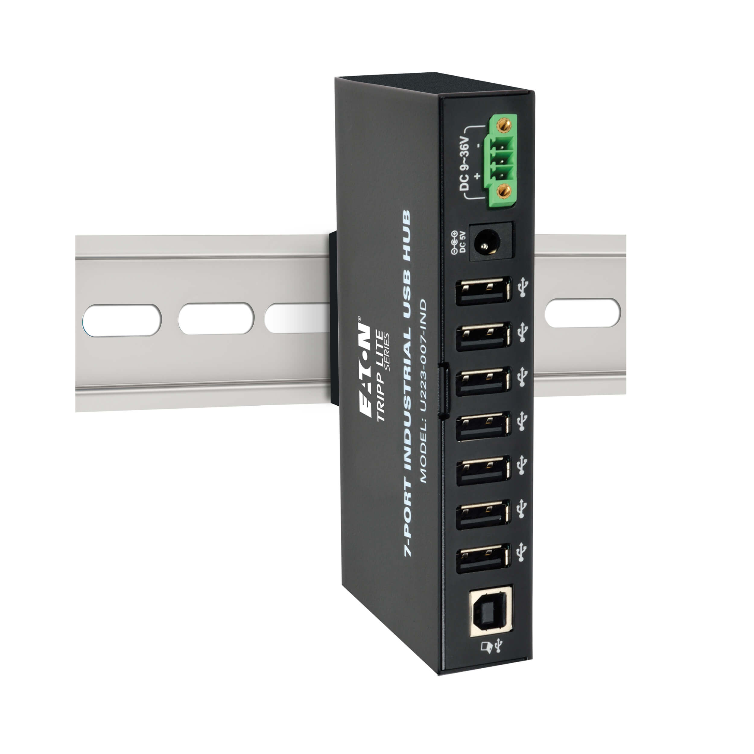 7-Port Industrial-Grade USB 2.0 Hub, ESD Immunity, DIN Mount | Eaton