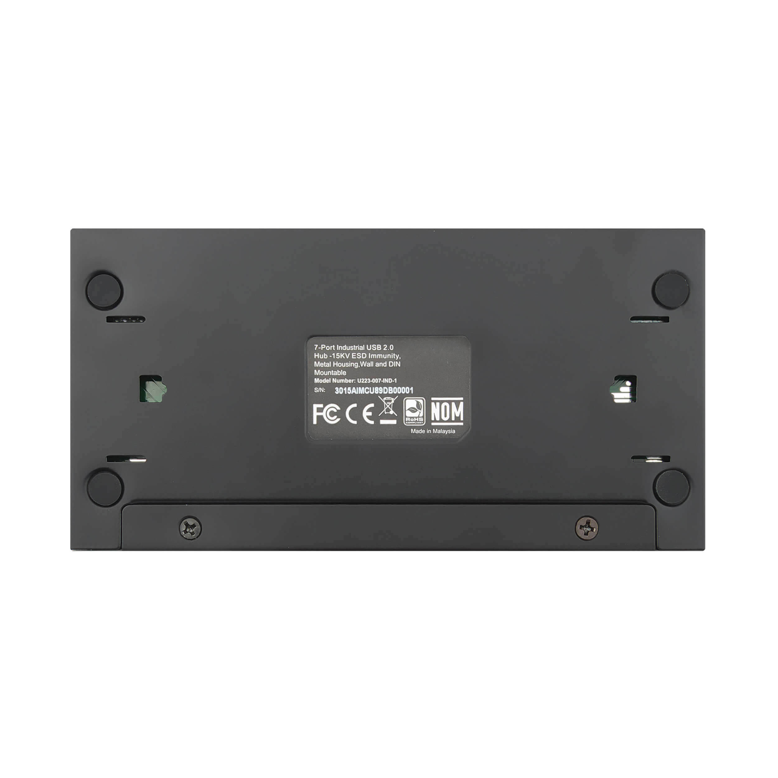 7-Port Industrial-Grade Hub - USB 2.0, ESD Immunity, Metal Housing, DIN ...